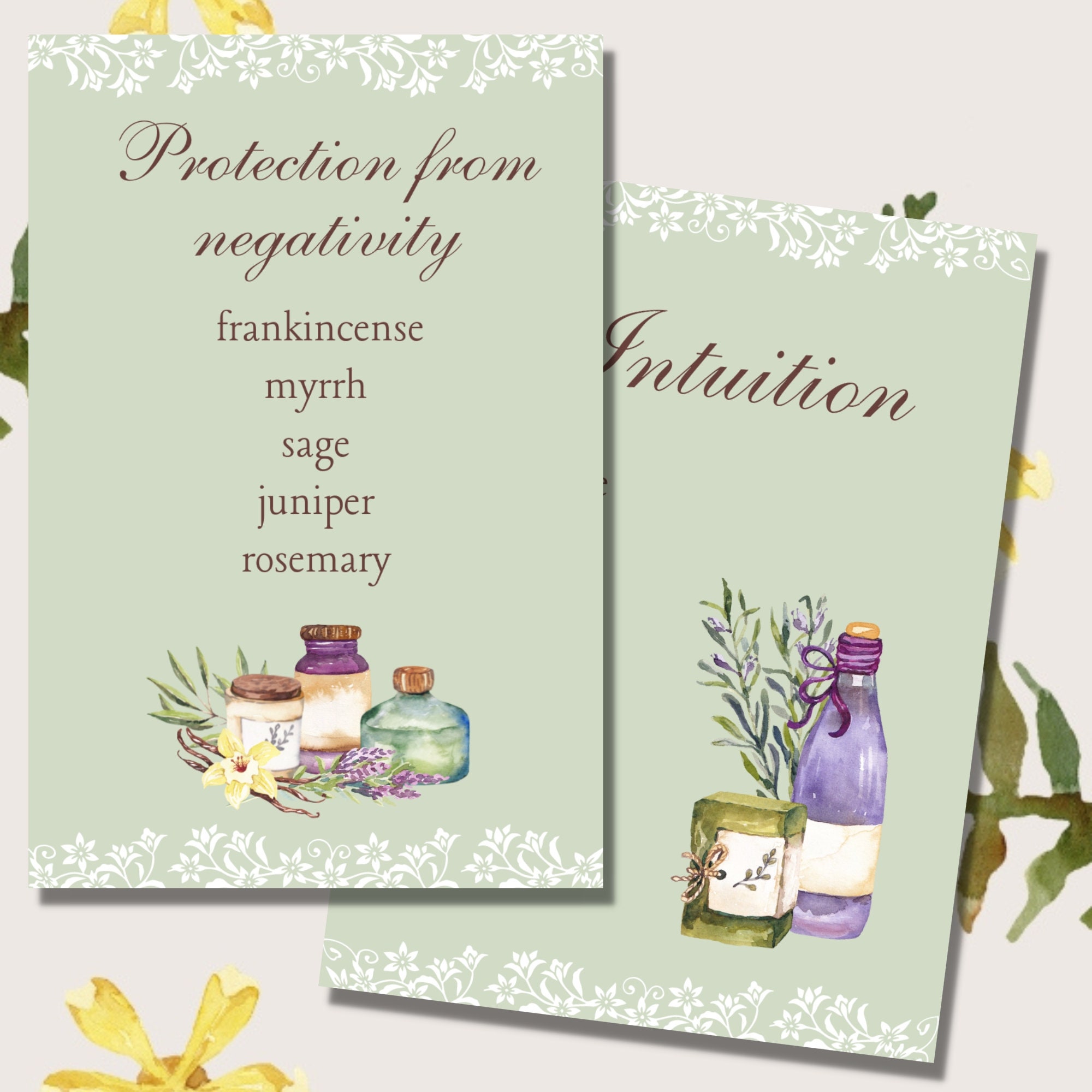 Printable Intention Card Deck, Affirmation Cards, Healing Herbs, Herbal ...