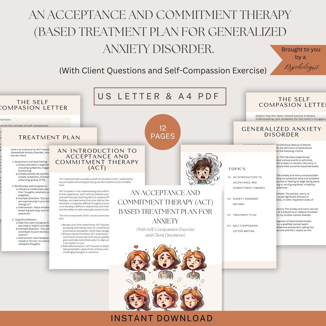 Therapy Treatment Planner, Anxiety Disorder, Acceptance and Commitment ...