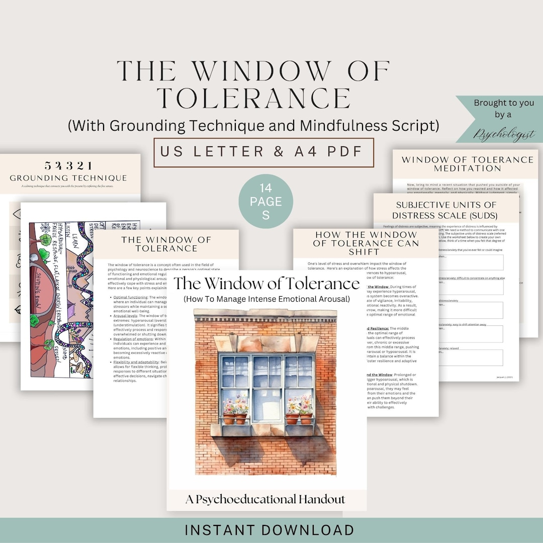 Window of Tolerance, Adult Worksheets, Trauma Therapy, Arousal States ...