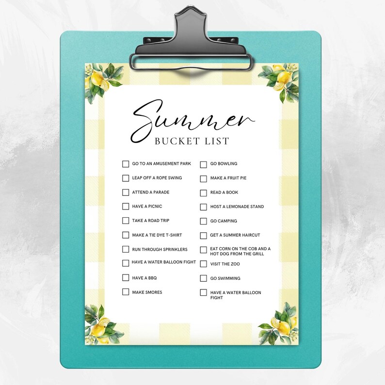 Summer Bucket List Printable, Summer Break Bucket List Template, Summer ...
