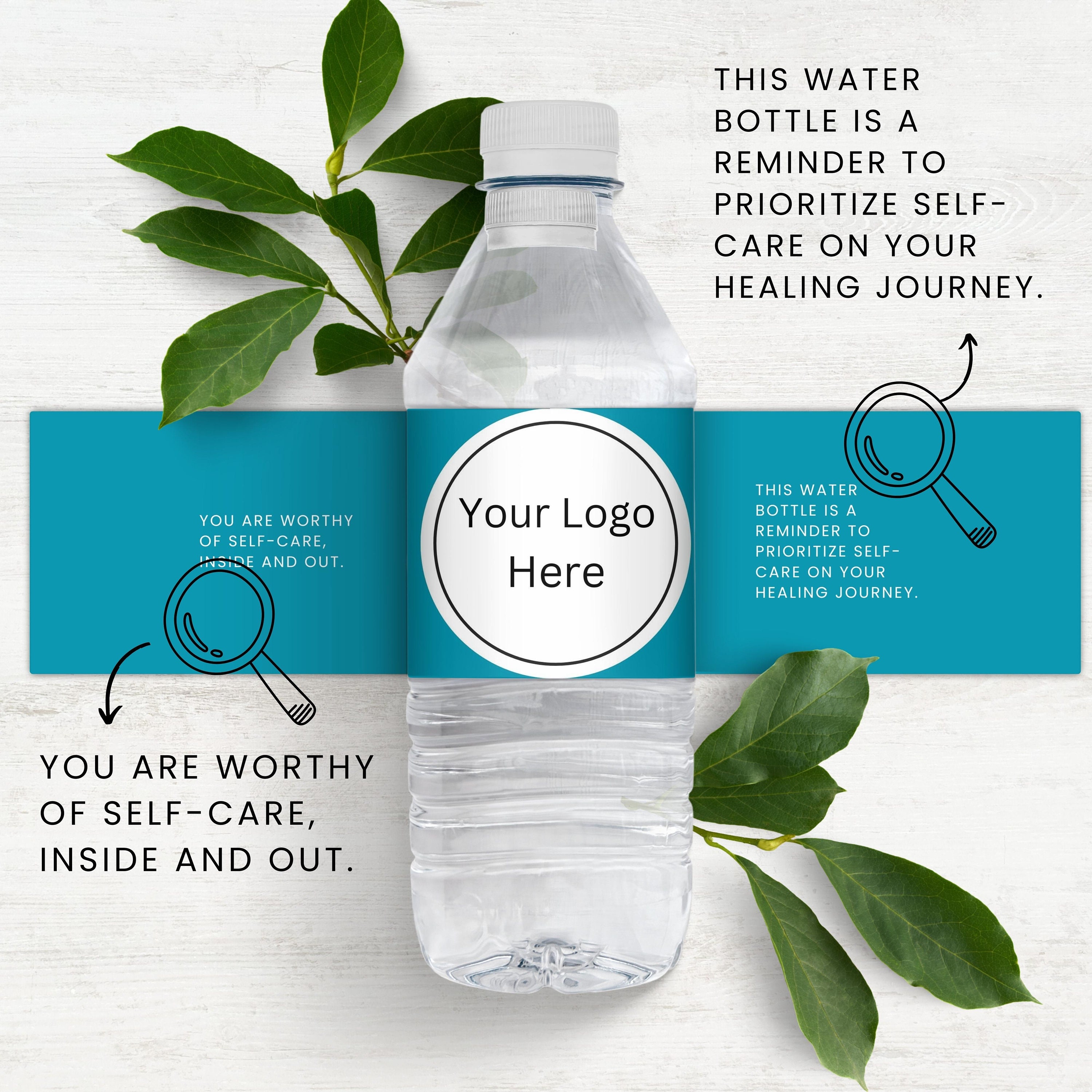 Water Bottle Labels Template Printable, 8-12oz, 4 Designs, Customizable ...