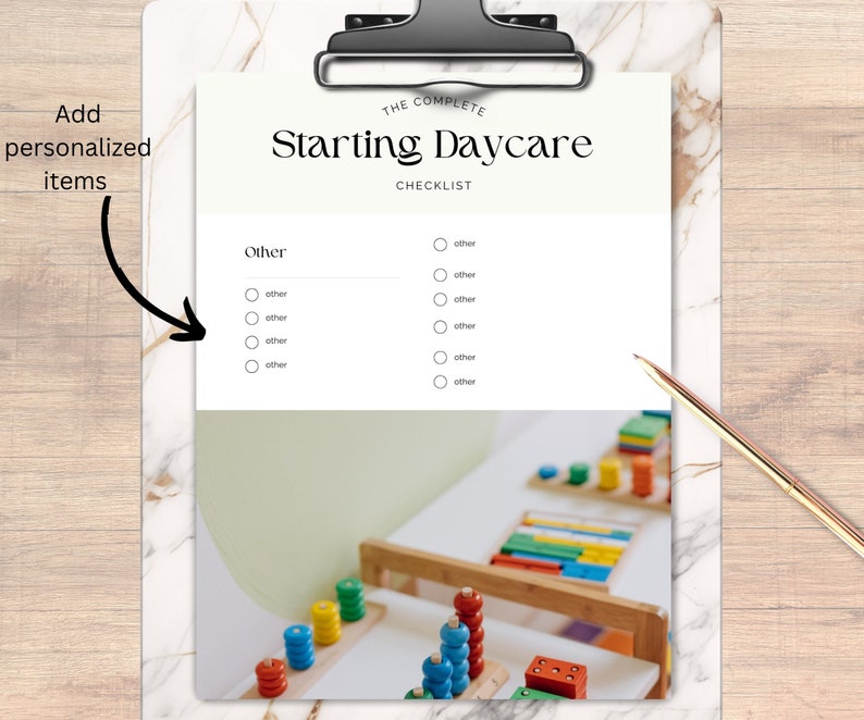 Daycare Supply Checklist for Parents, Items Needed for Daycare Template ...