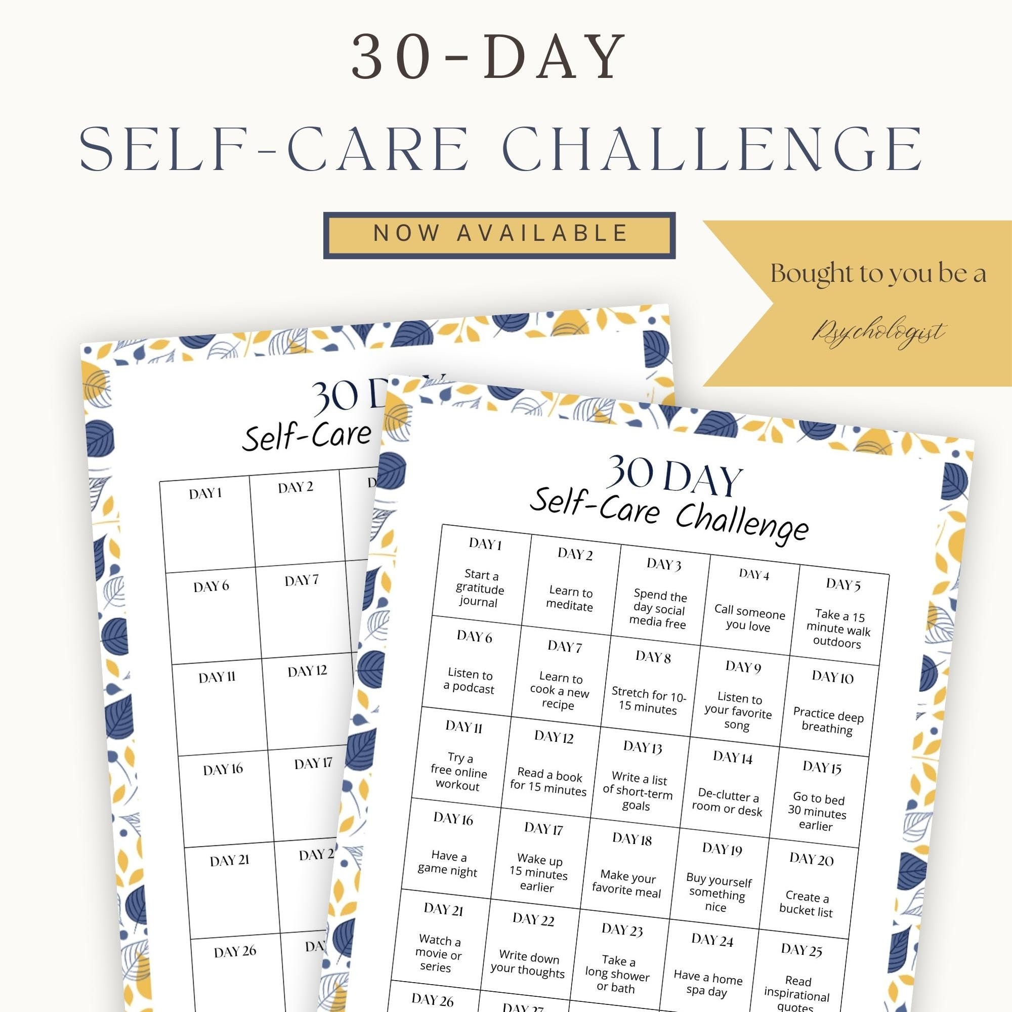 Self-care Printable I 30 Day Challenge Tracker I Self-development I ...