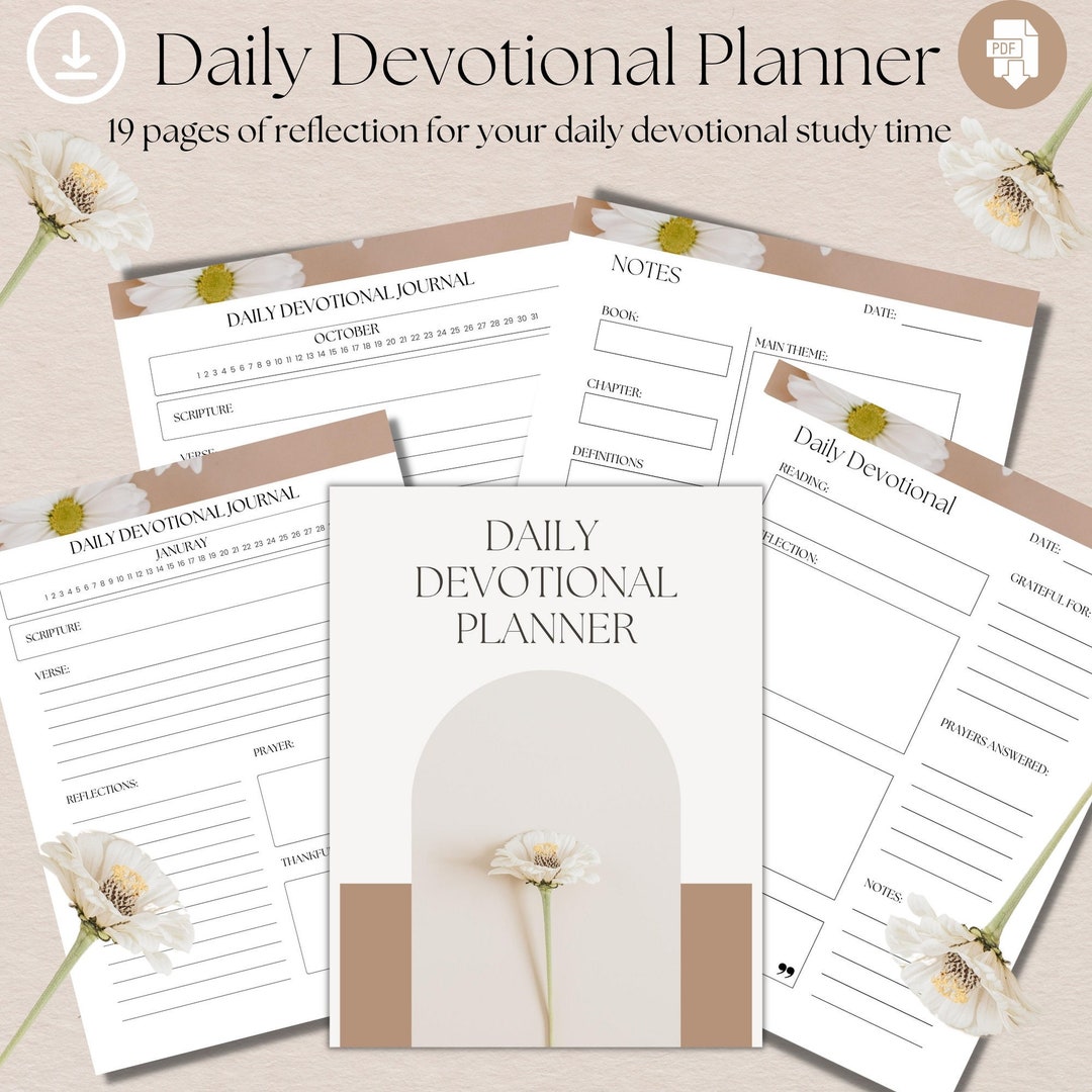 Printable Daily Devotional Journal, Faith Planner and Binder Insert ...