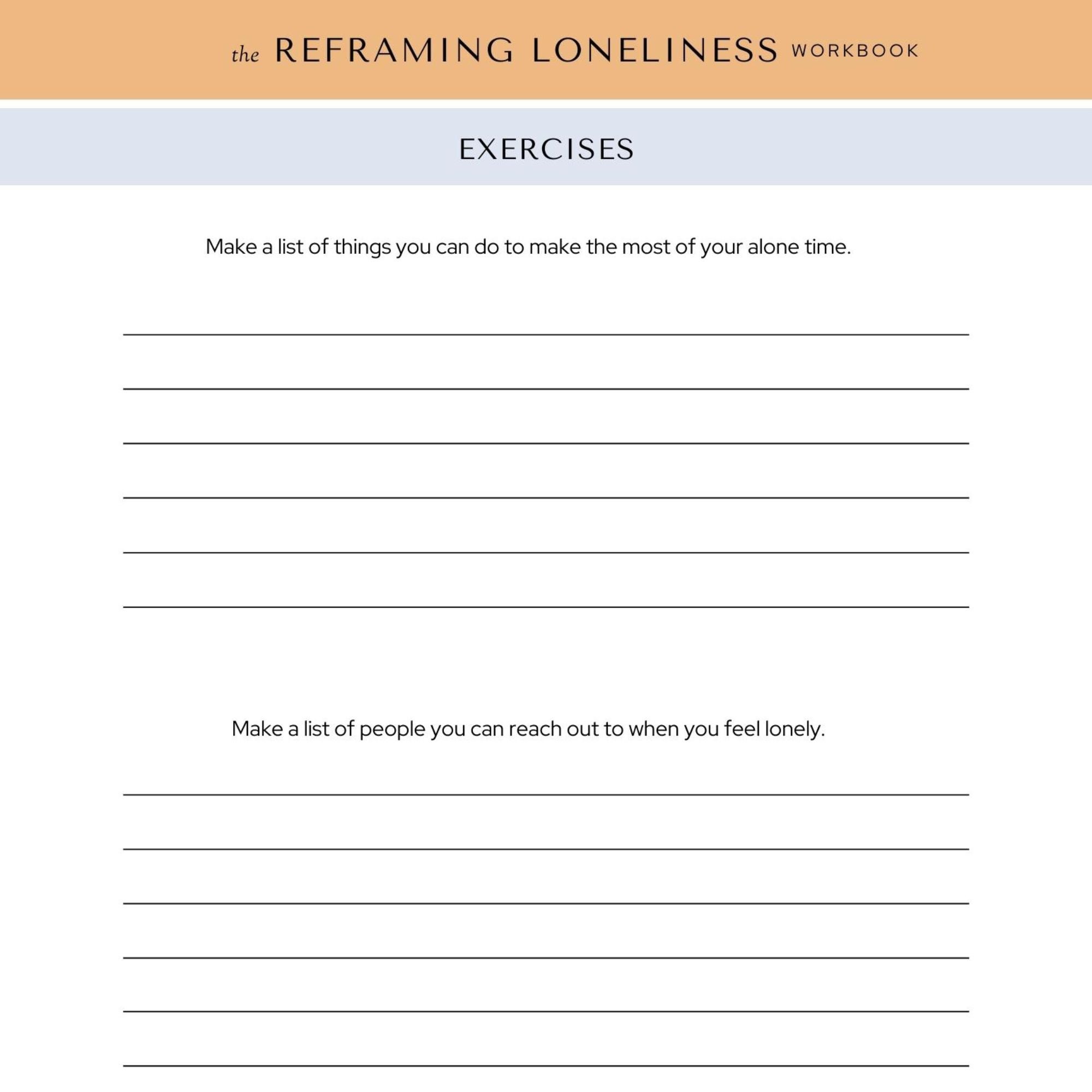 Reframing Loneliness Workbook, Coaching Resources, Therapy Workbook ...