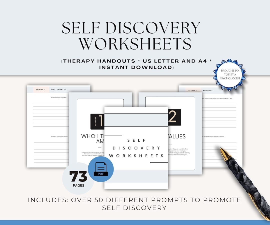 Self Discovery Worksheets, Journal Prompts, Self-worth, Self-esteem ...