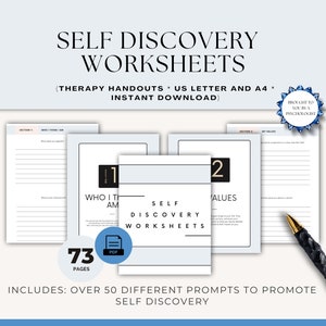 Self Discovery Worksheets, Journal Prompts, Self-worth, Self-esteem ...