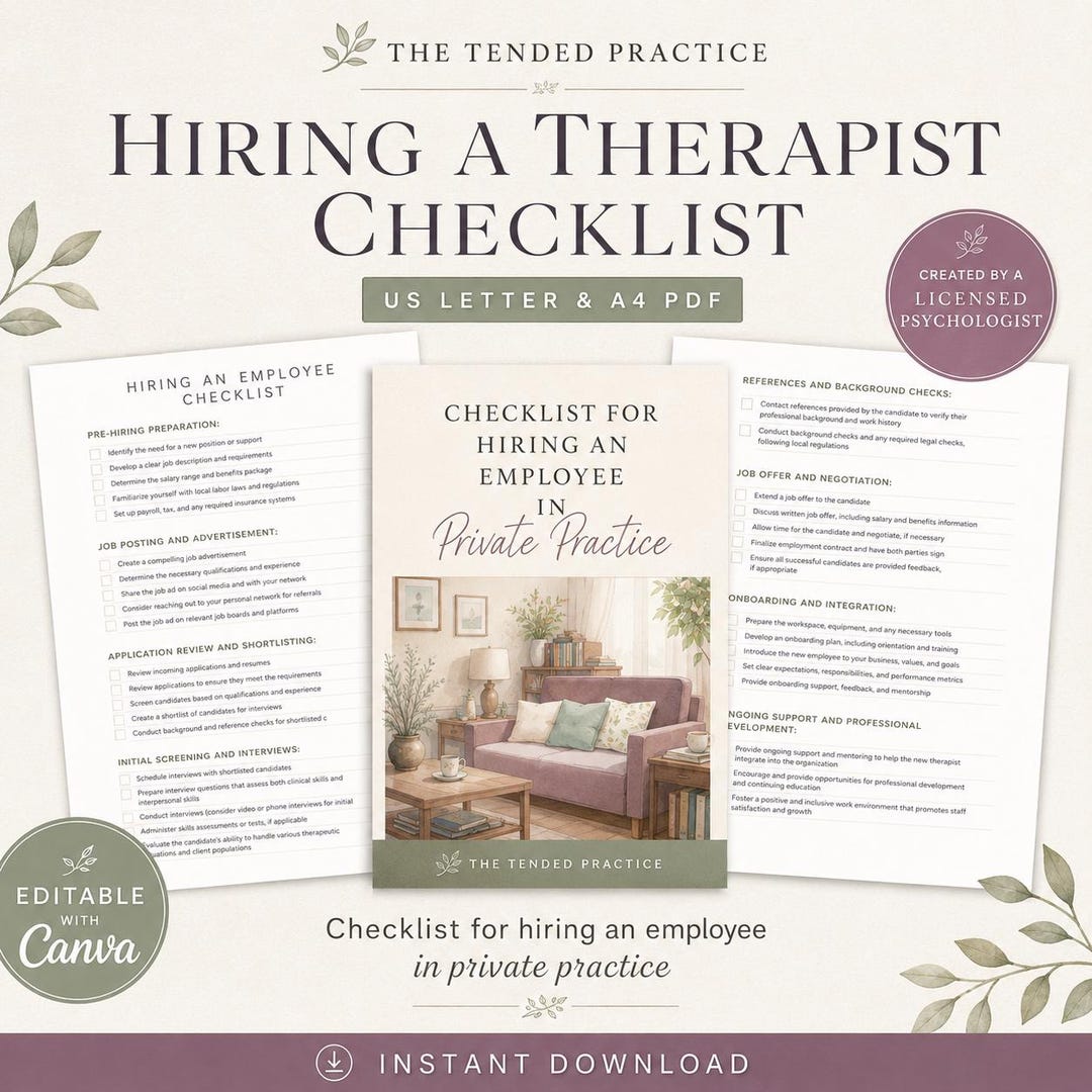 Therapist Hiring Checklist Template, Mental Health Practice (canva ...