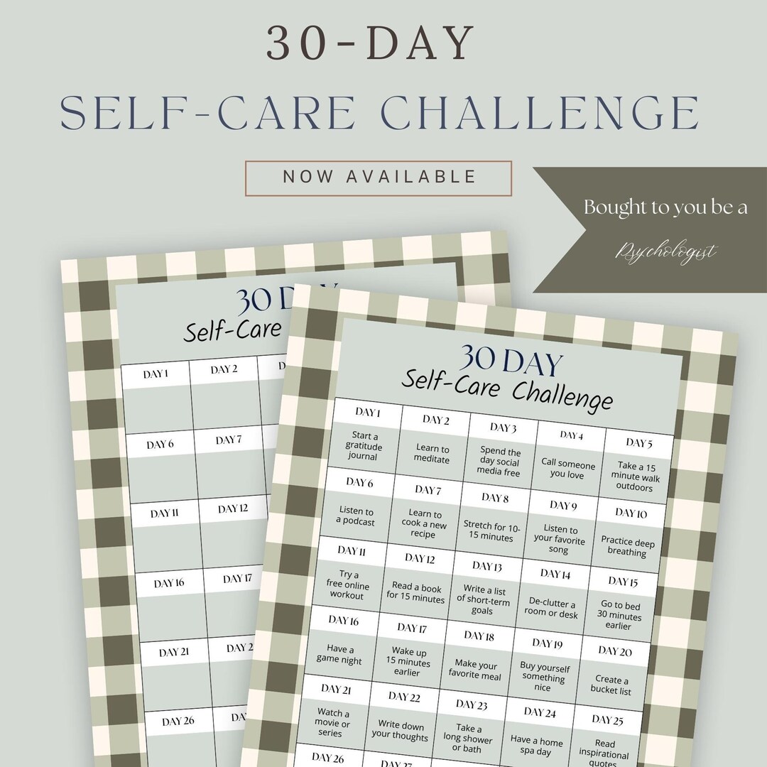 Self-care Printable I 30 Day Challenge Tracker I Self-development I ...