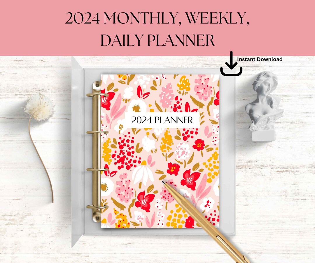 2024 Planner, Year at A Glance, to Do List, Printable Calendar, Habit ...