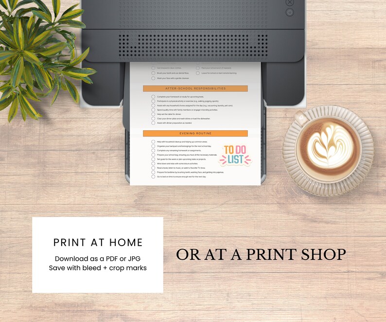 Chore Chart for Teens | Kids Daily Weekly Schedule | Responsibility ...