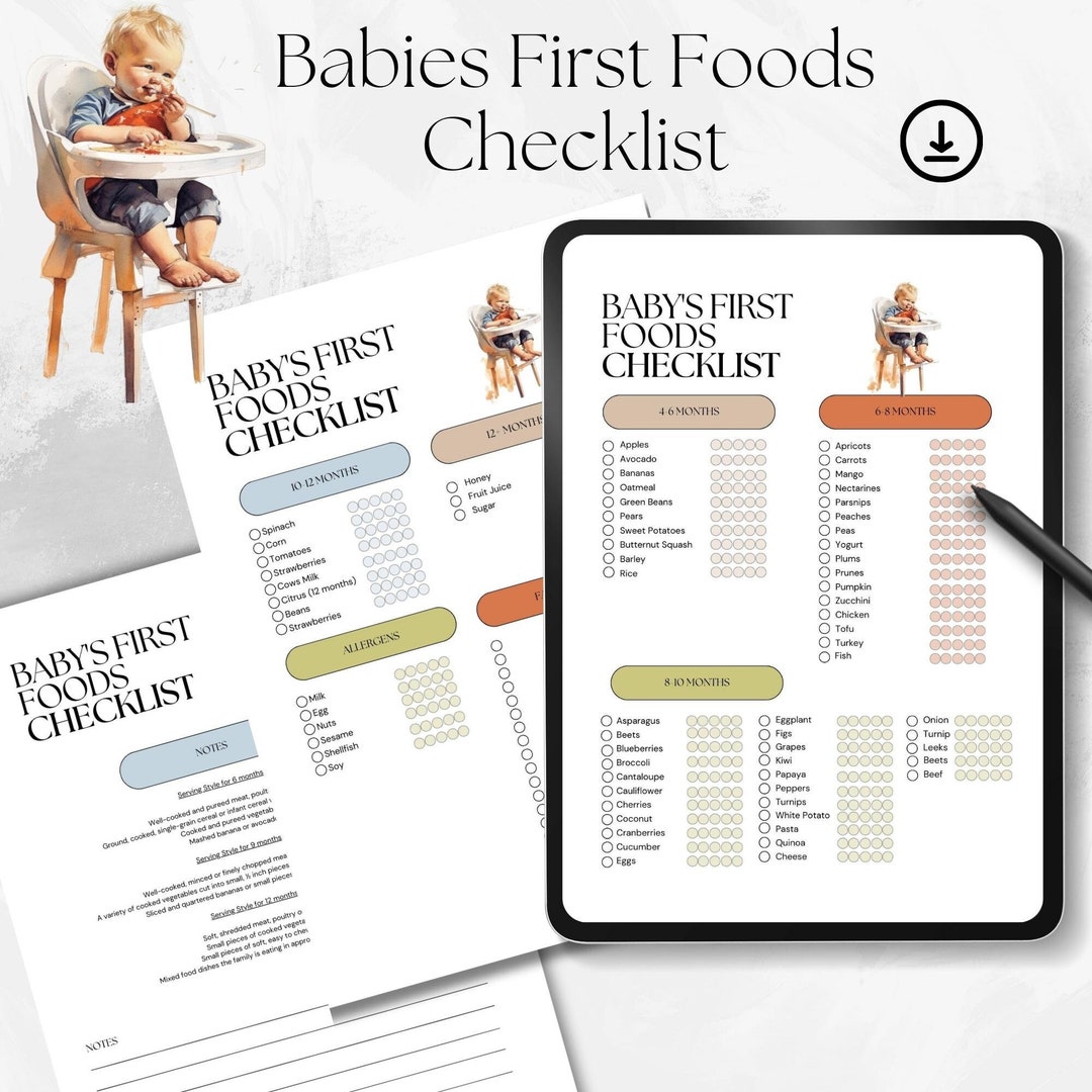 Baby's First Foods Checklist Printable | Common Allergies, Baby Food ...