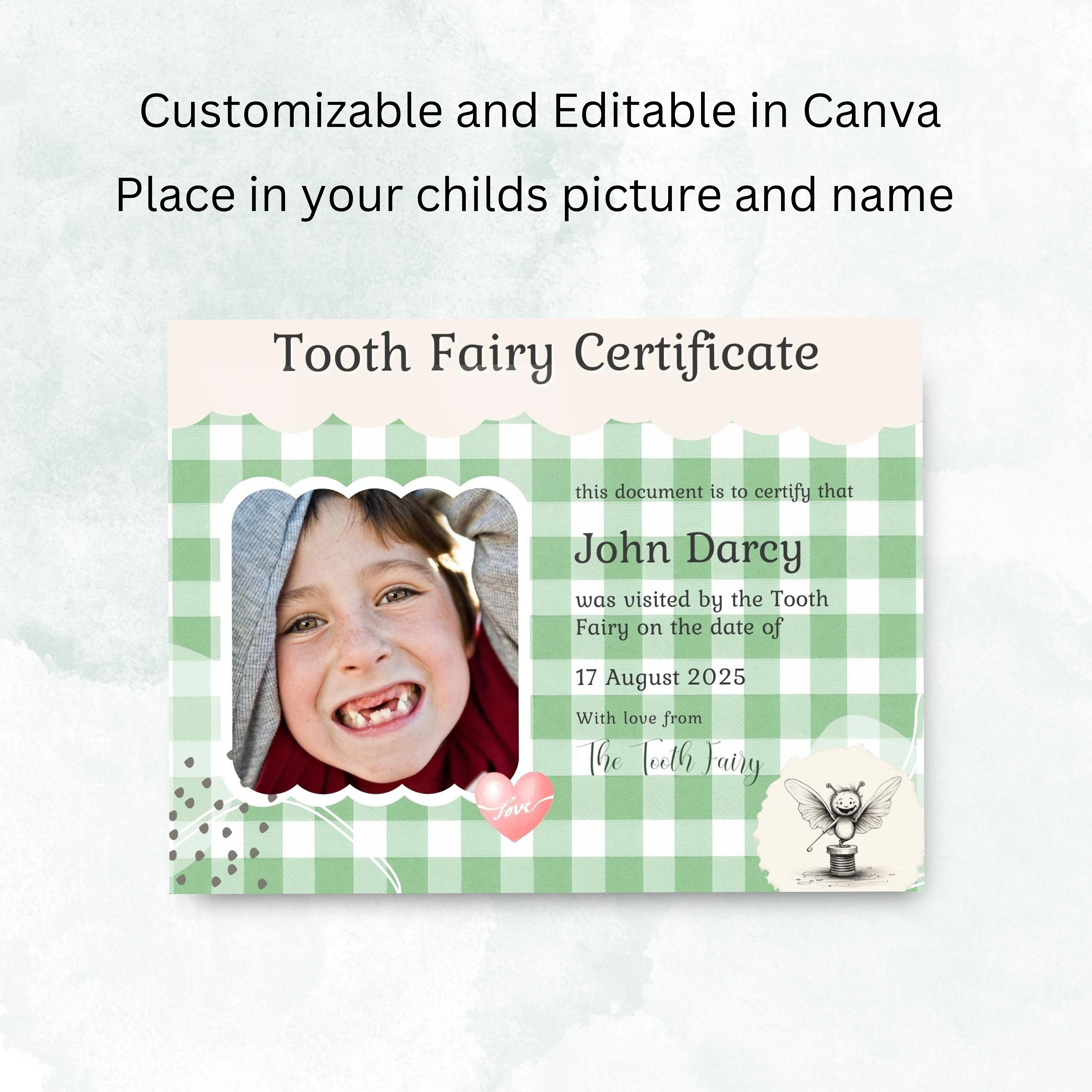 Printable Letter From Tooth Fairy Bundle, Editable Tooth Certificate ...