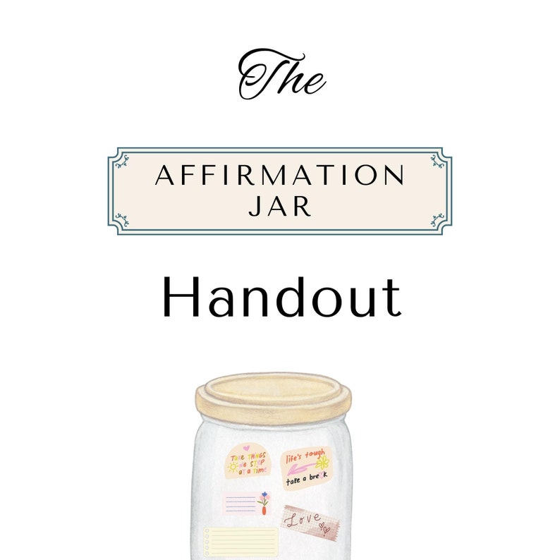 Affirmation Jar Handout Motivational Activity Handout for Therapists ...