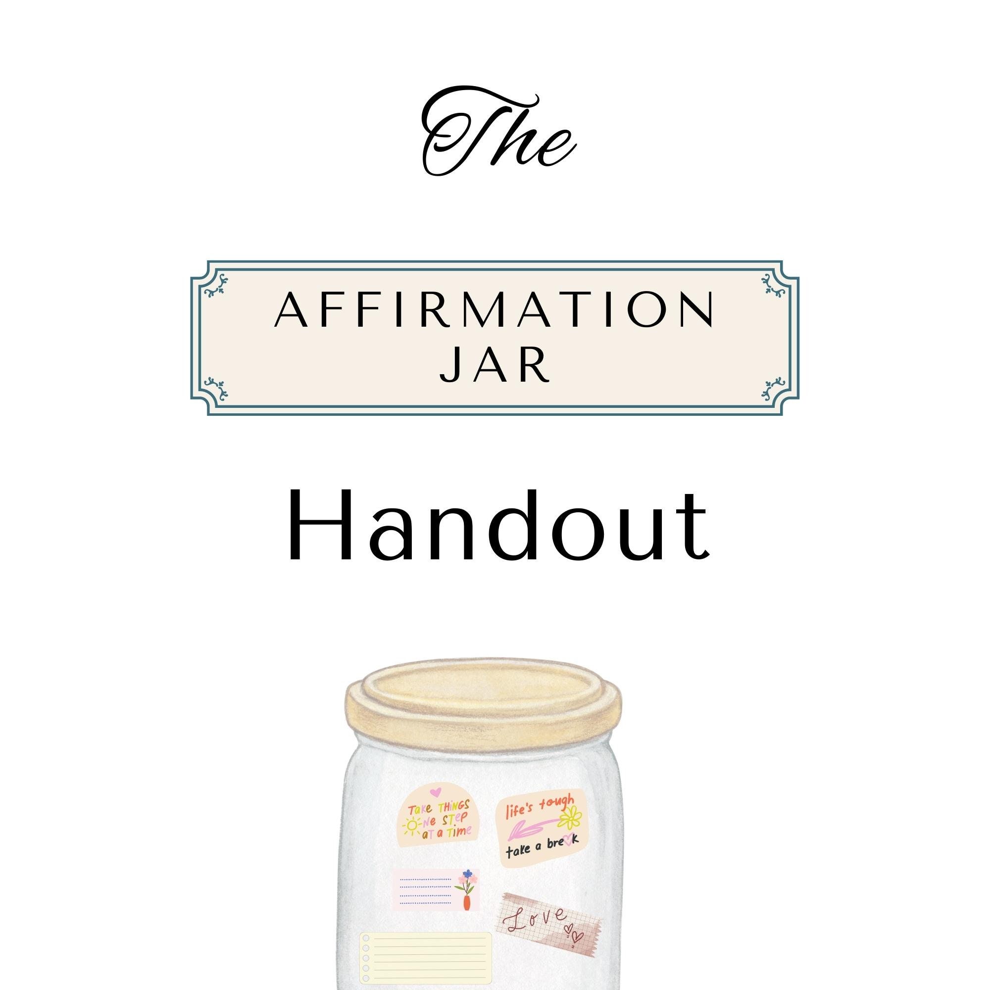 Affirmation Jar Handout Motivational Activity Handout for Therapists ...