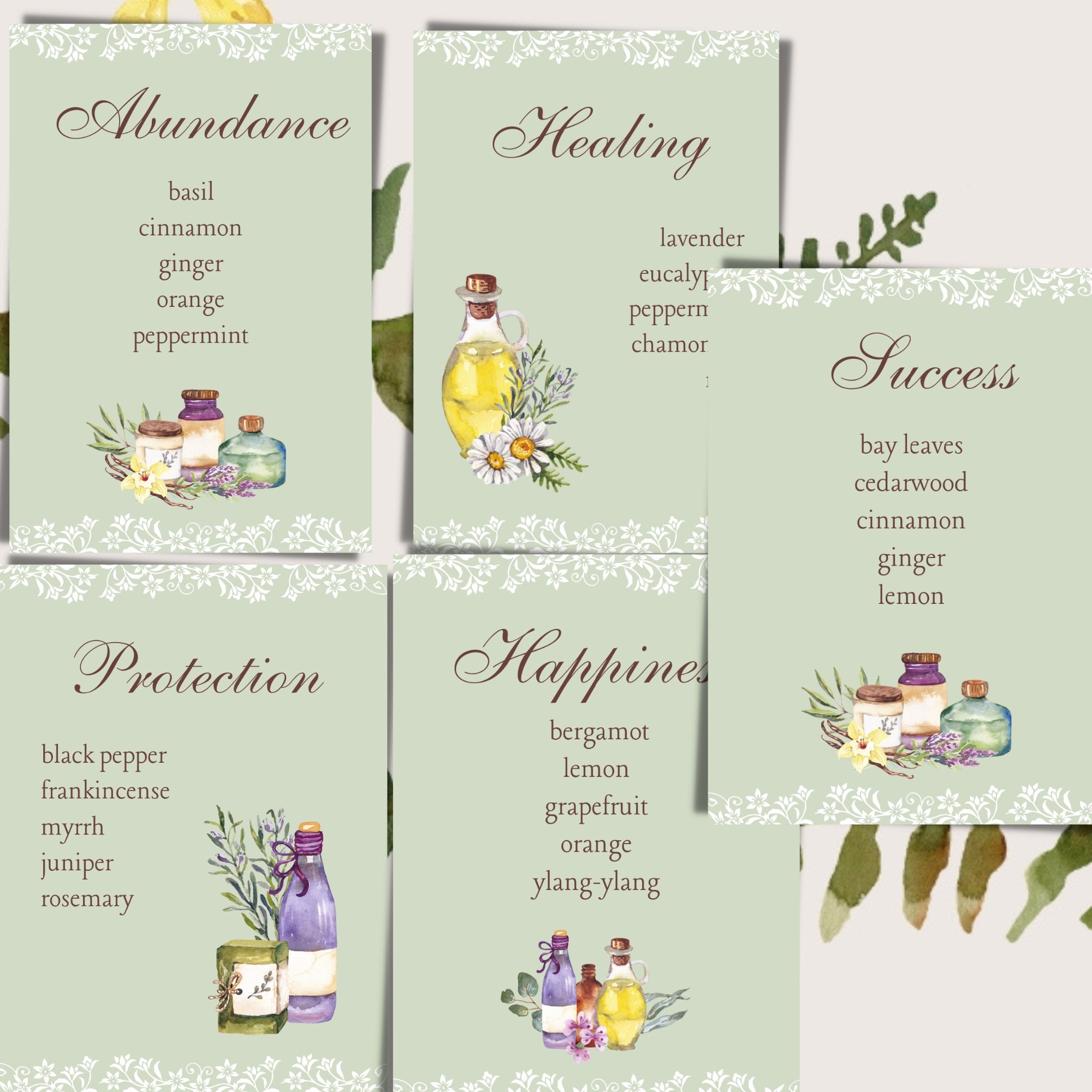 Printable Intention Card Deck, Affirmation Cards, Healing Herbs, Herbal ...
