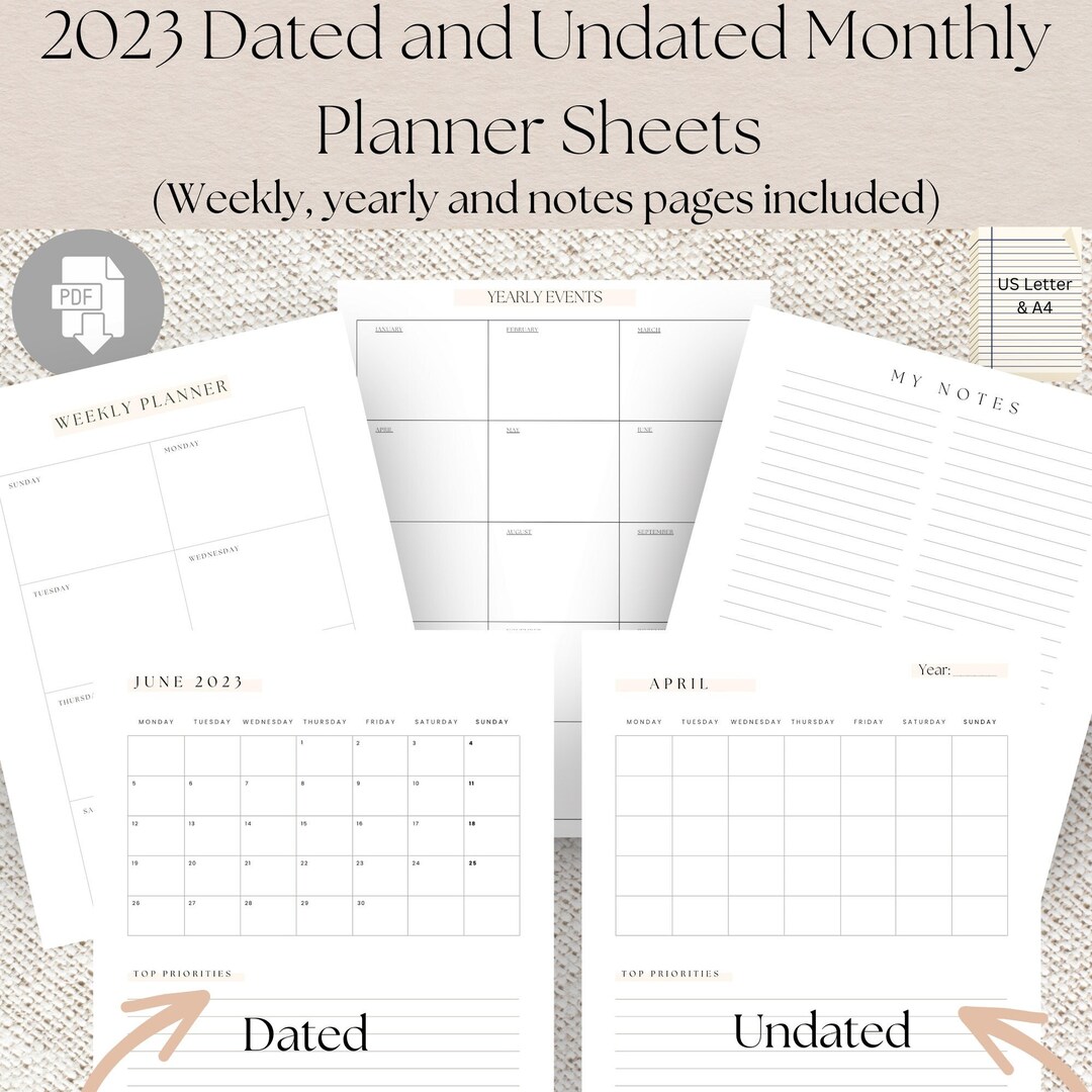 Monthly 2023 Calendar Printable, Minimalist ,back to School, Teacher ...