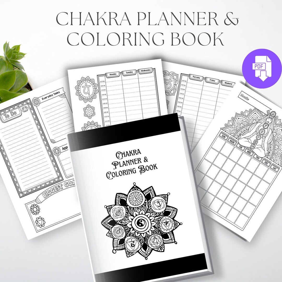 Chakra Coloring Book and Planner, Chakra Coloring for Reiki Planner ...