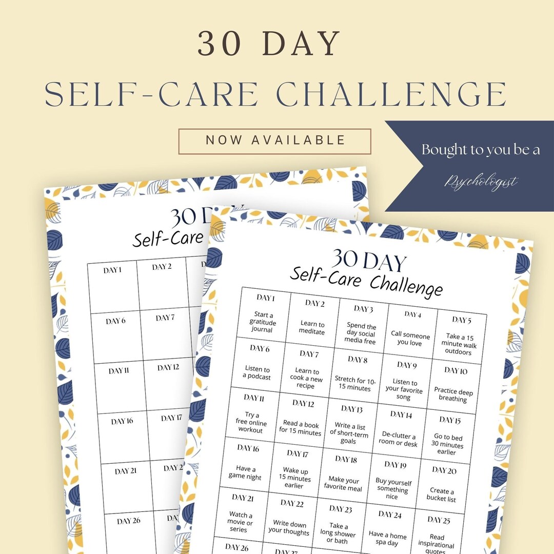 Self-care Printable I 30 Day Challenge Tracker I Self-development I ...