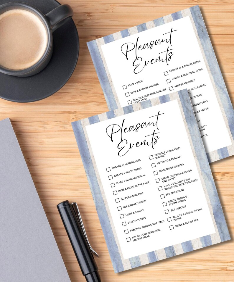 Depression Worksheets Adults Pleasant Events and Activity - Etsy