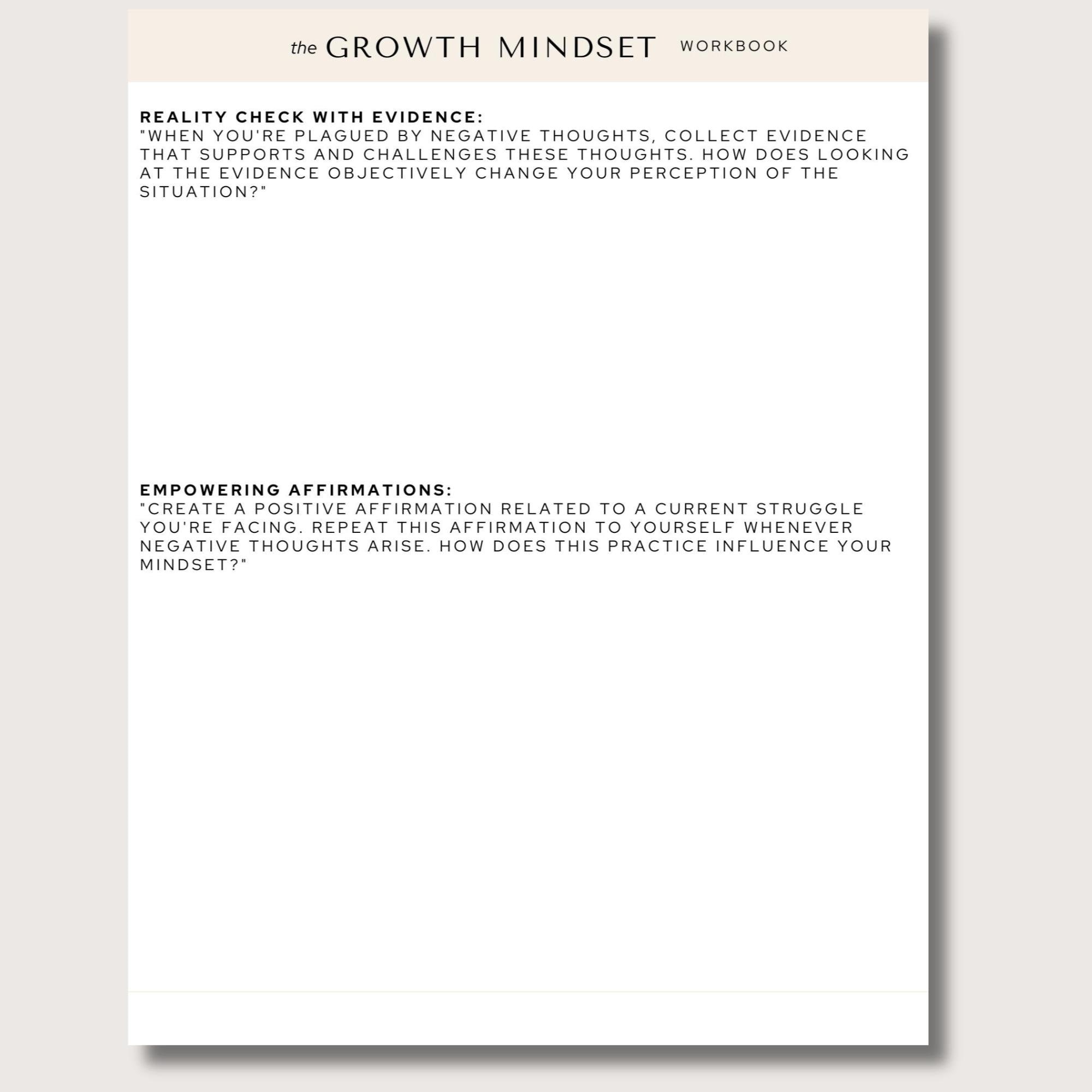 Growth Mindset Workbook for Adults, Self-worth Worksheets, Therapy ...