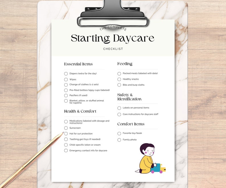 Daycare Supply Checklist Template, Customizable in Canva (US Letter/a4 ...