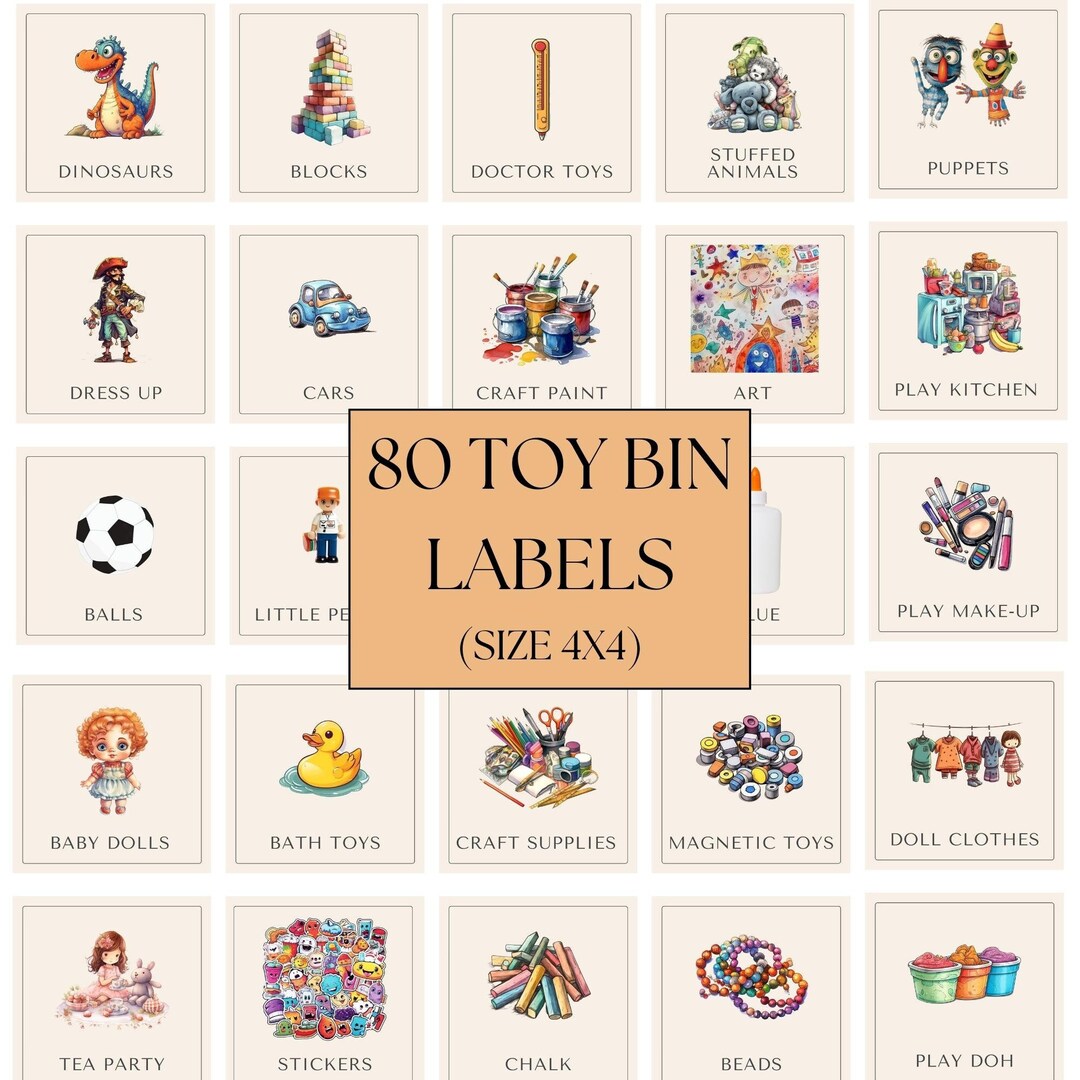 Printable Toy Storage Labels, Editable 80 Pictures for Playroom ...