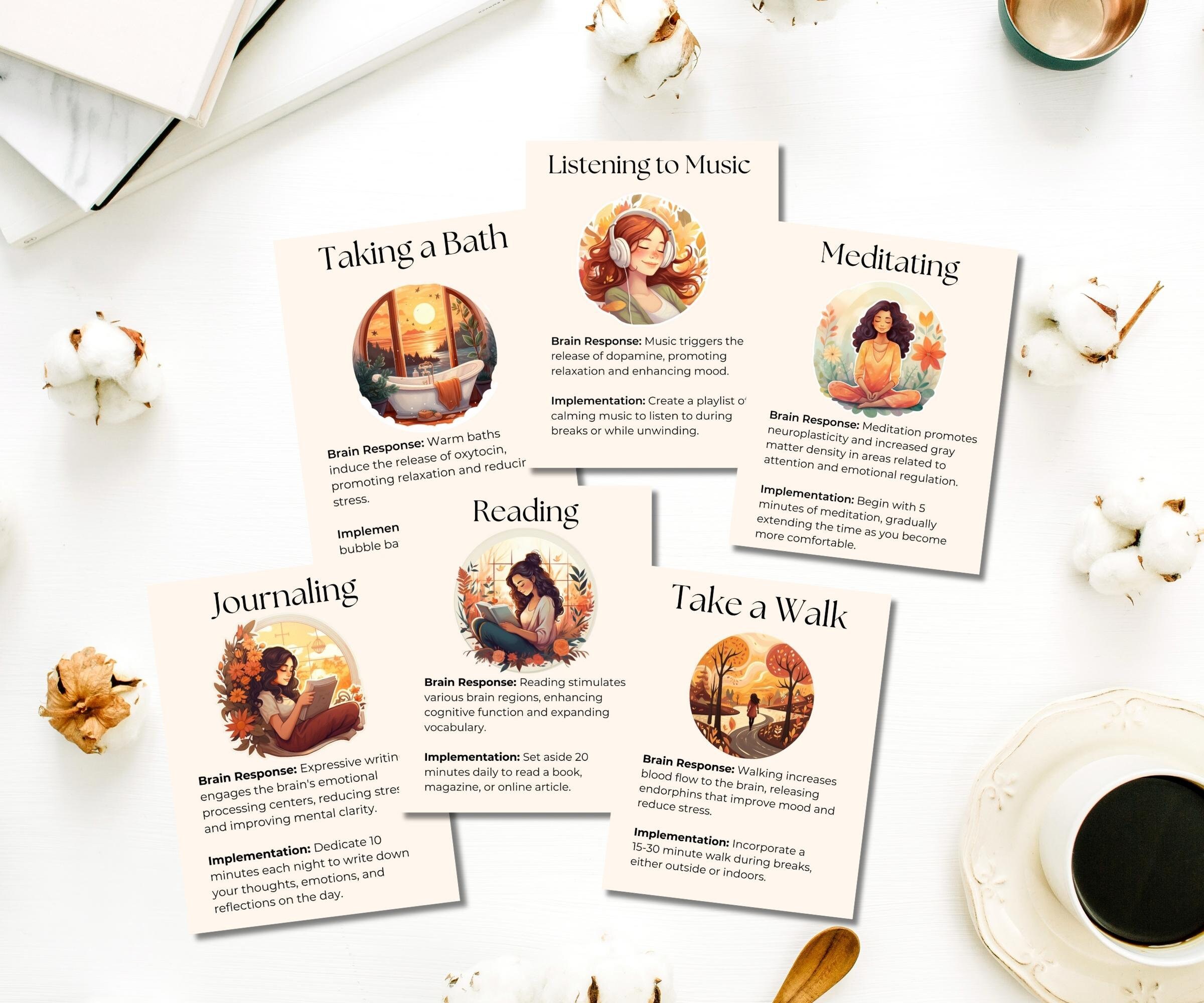 Self Care Cards, Printable, Mindfulness Activities, Anxiety Relief ...