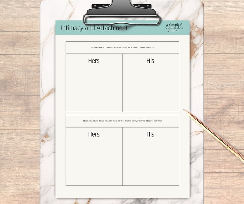 Couples Therapy Workbook | Intimacy & Attachment Exercises (PDF) - Etsy