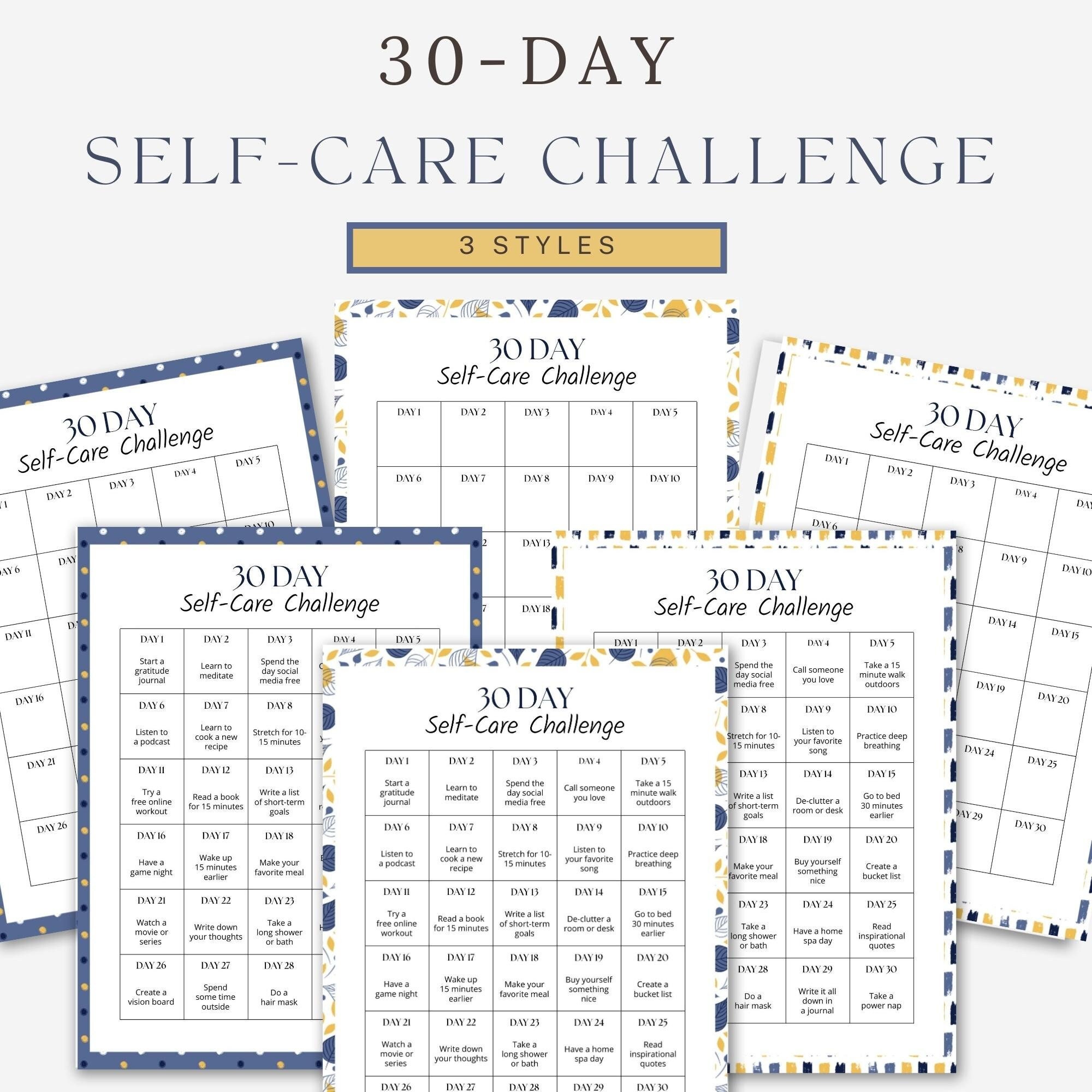Self-care Printable I 30 Day Challenge Tracker I Self-development I ...