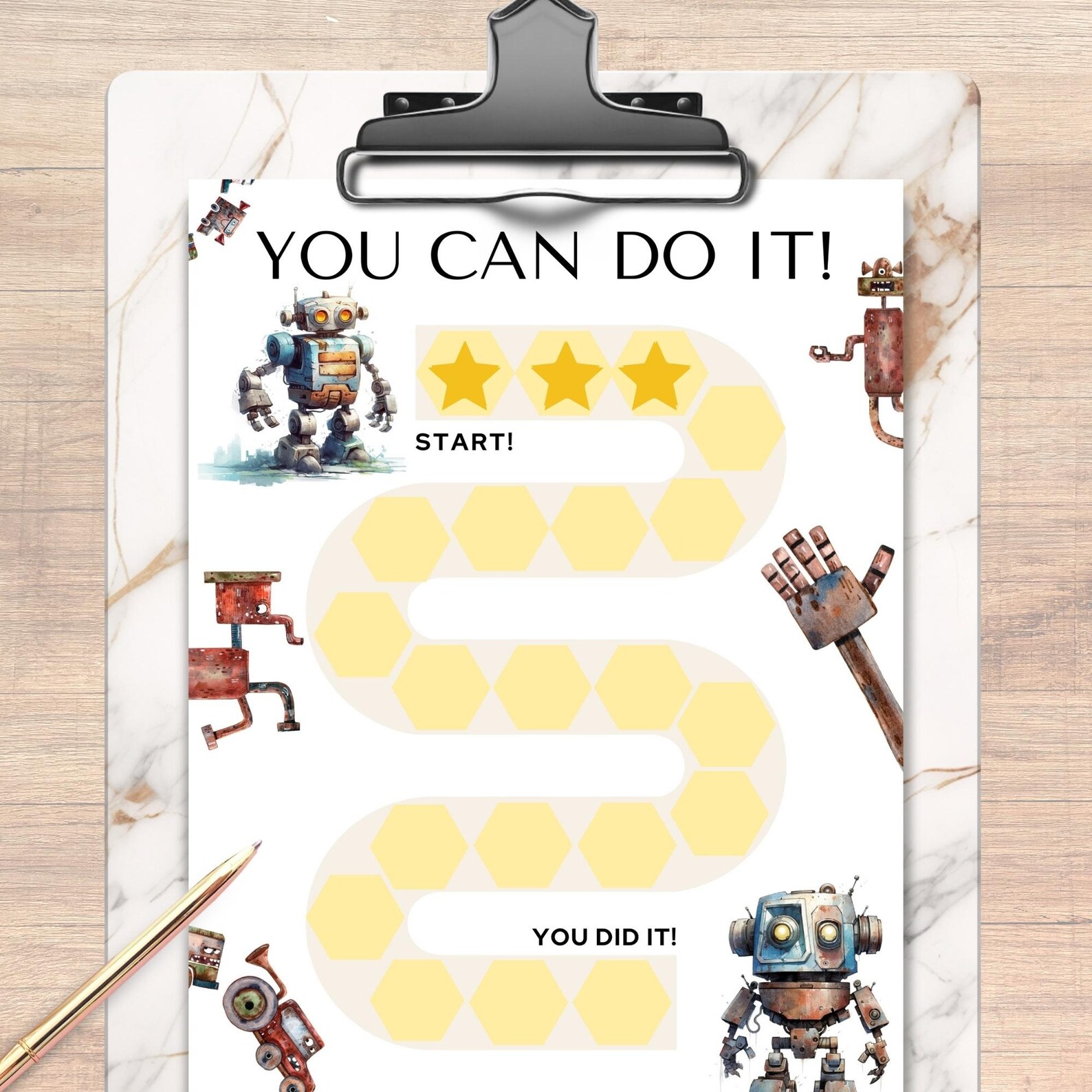 Printable Robot Reward Chart, Kids Chore Chart (PDF Instant Download ...