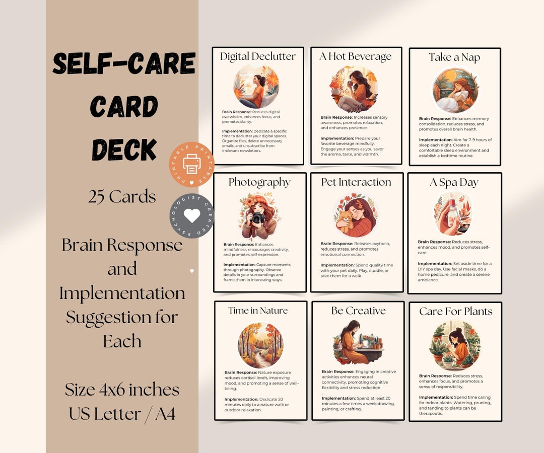 Self Care Cards, Printable, Mindfulness Activities, Anxiety Relief ...