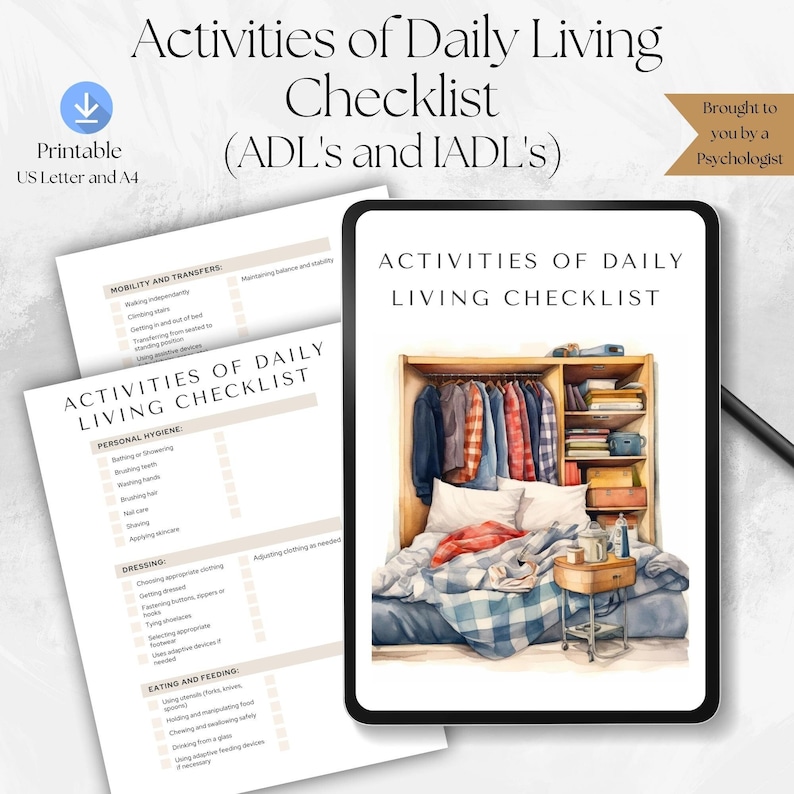 Activities of Daily Living Checklist, Senior Home Health, Independent ...