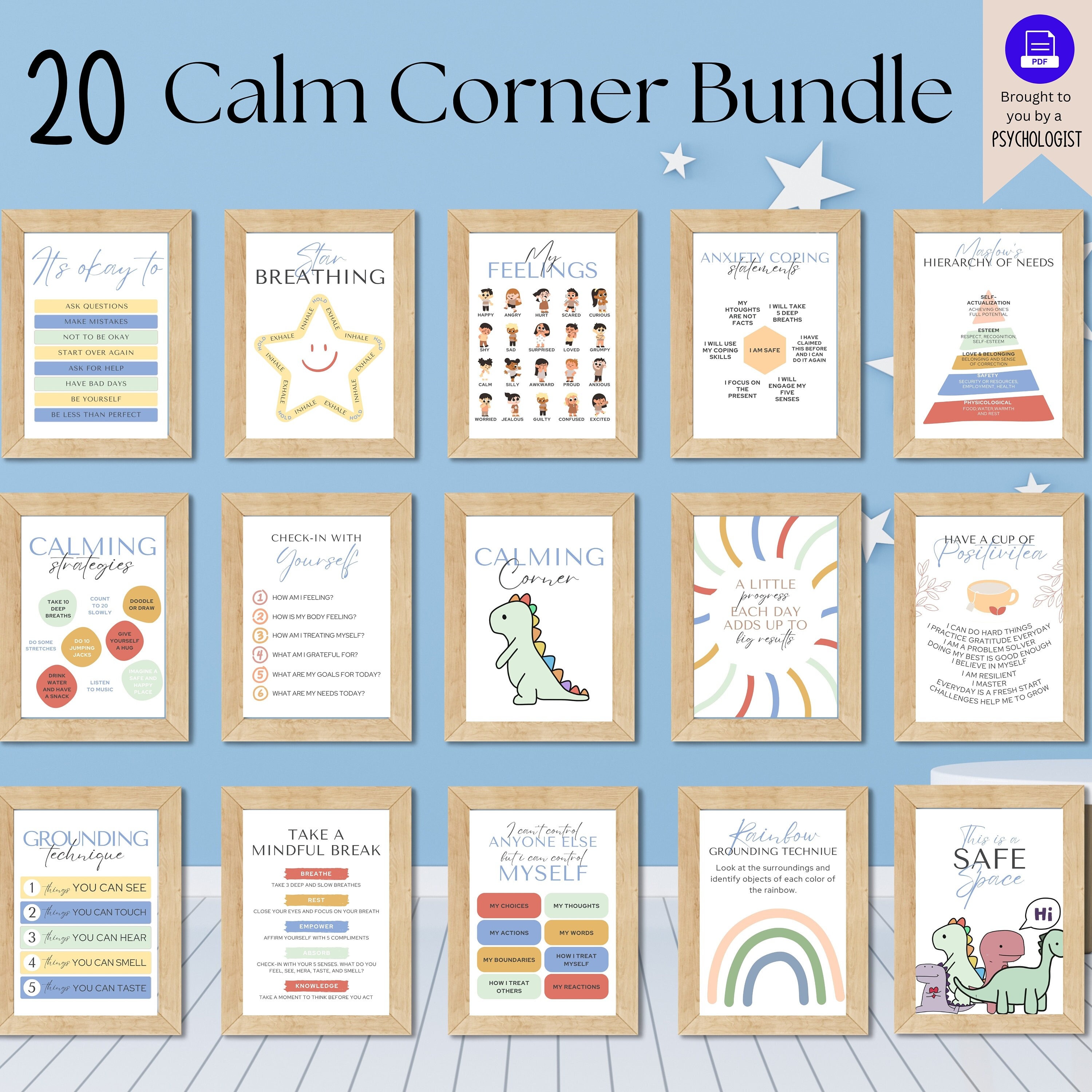 Calming Corner Therapy Office Decor Bundle 20 I Classroom I Boho ...