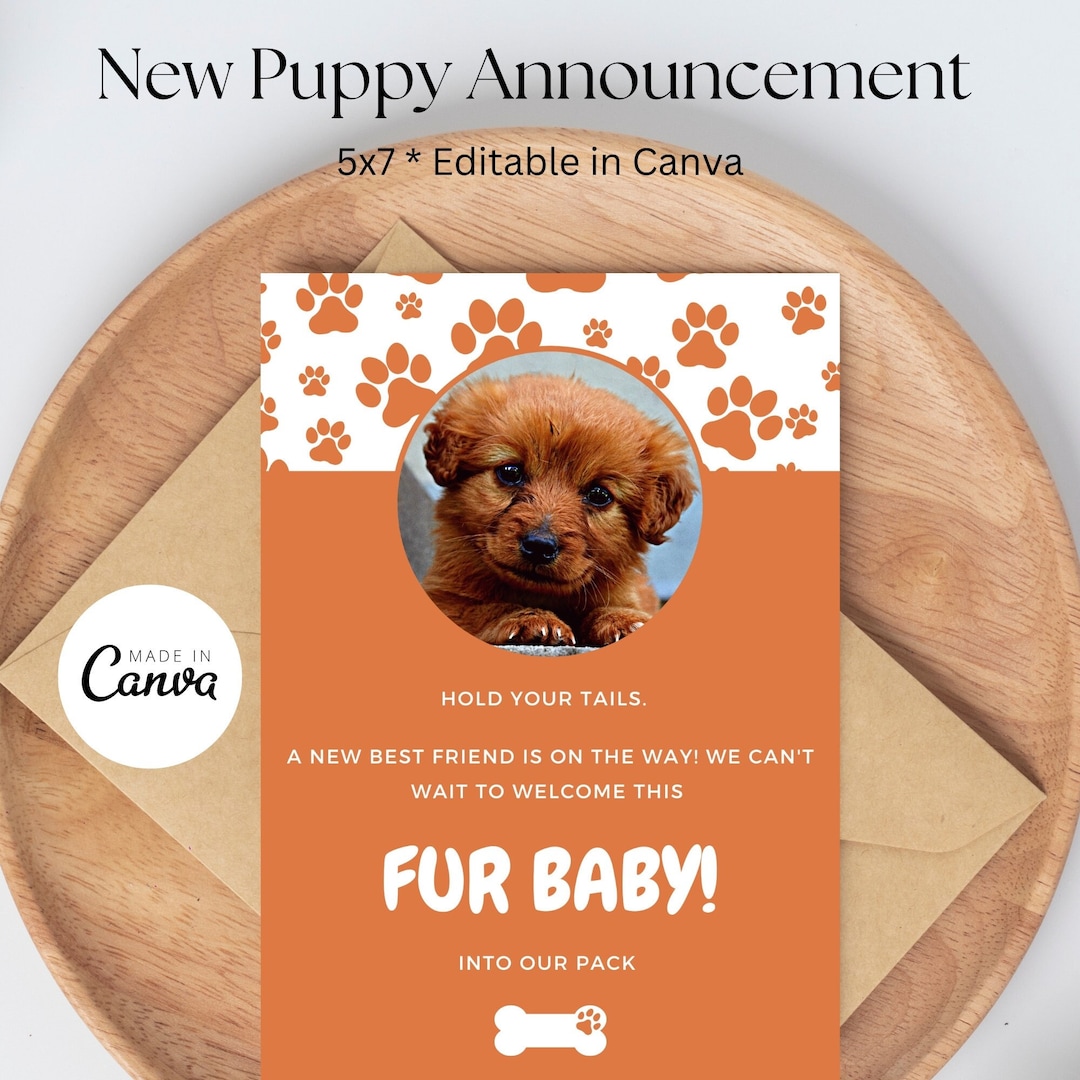 New Puppy Announcement Template, Editable, Welcome Home Puppy Sign, New ...