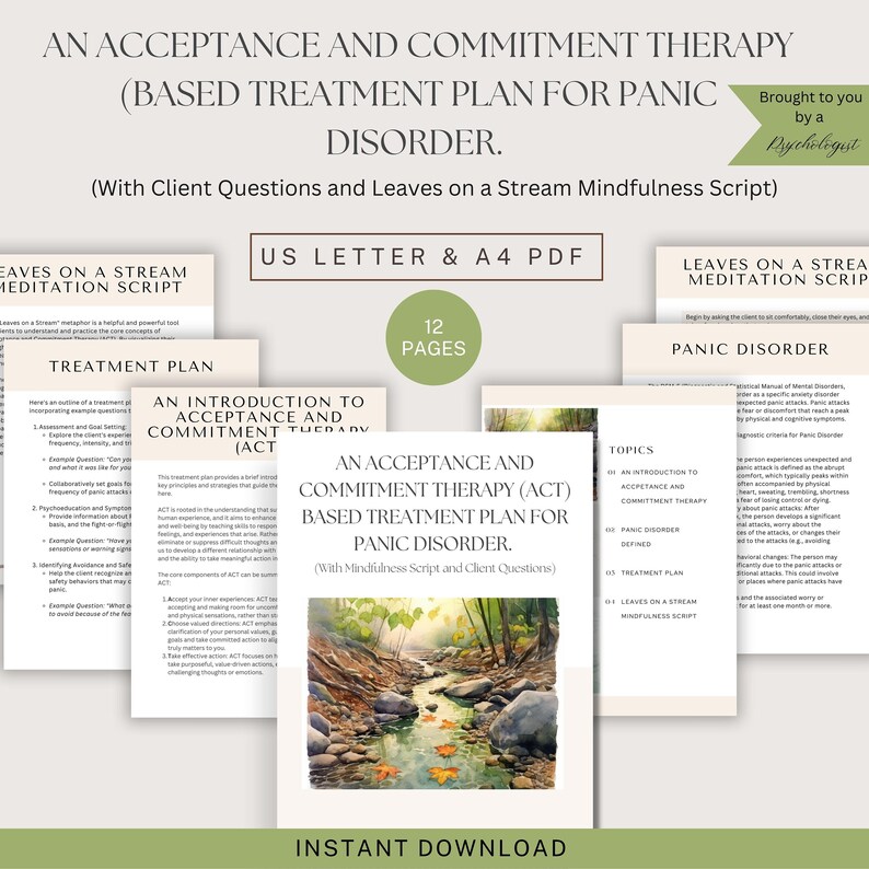 Therapy Treatment Planner, Panic Disorder, Acceptance and Commitment ...