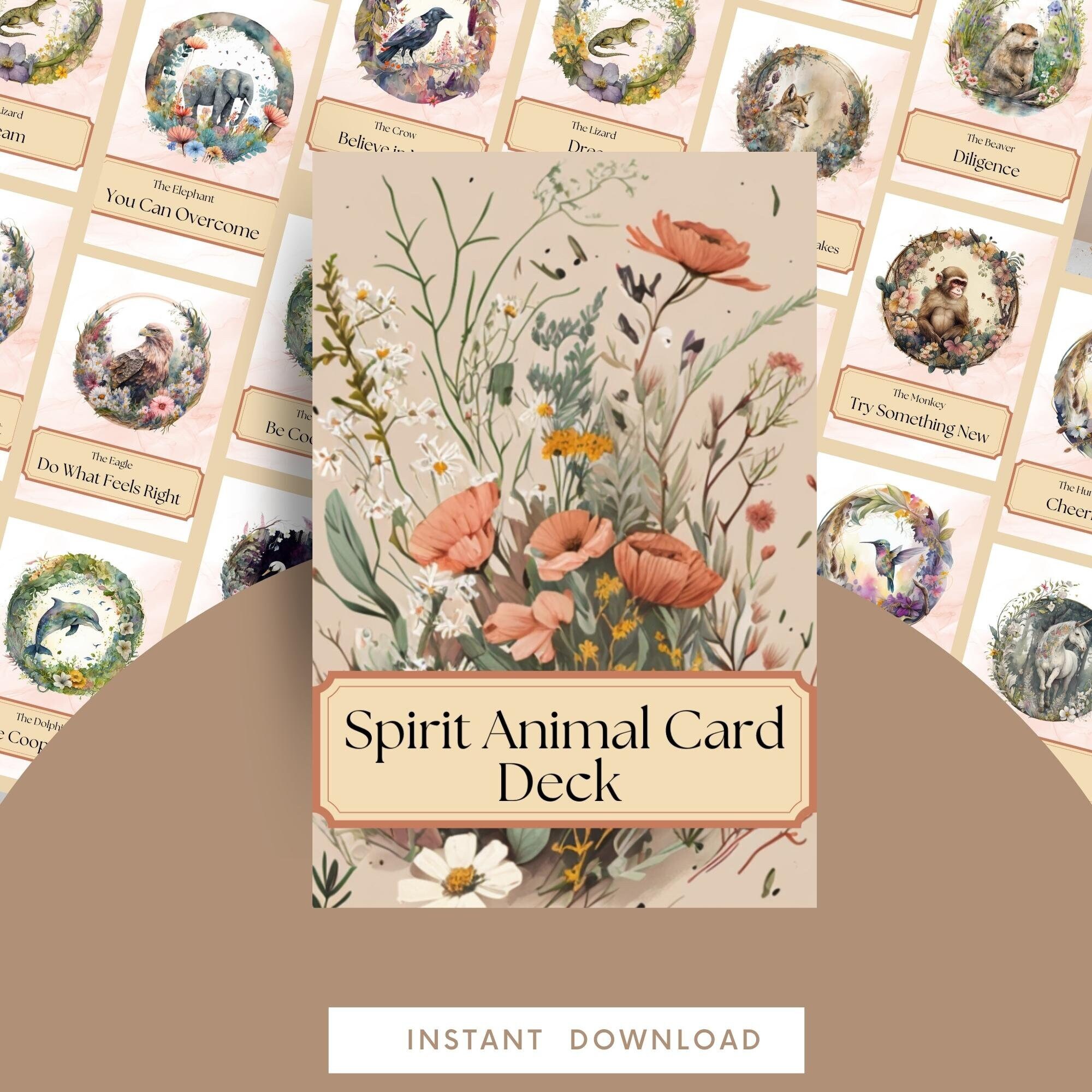 Printable Oracle Tarot Card Deck, Affirmation Cards, Spirit Animal ...
