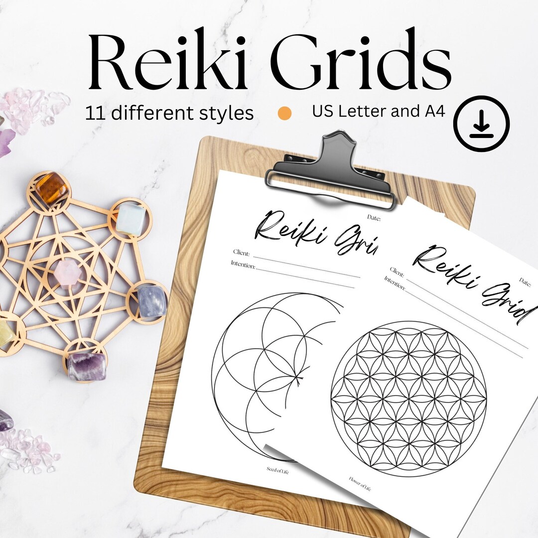 Printable Crystal Grids, Reiki Healing Mats, Sacred Geometry (PDF) - Etsy