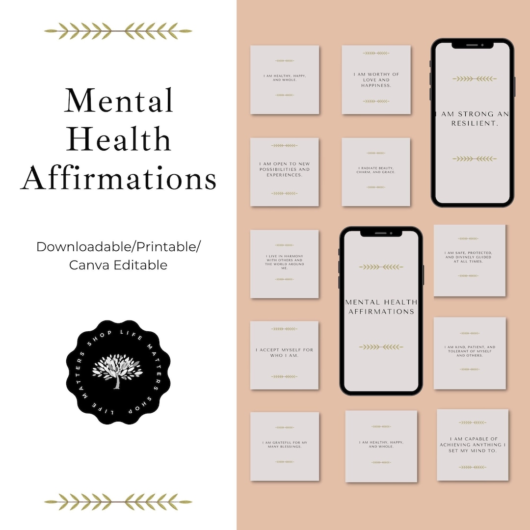 Mental Health Affirmation Cards/ Coaching Resources / Life Coach ...