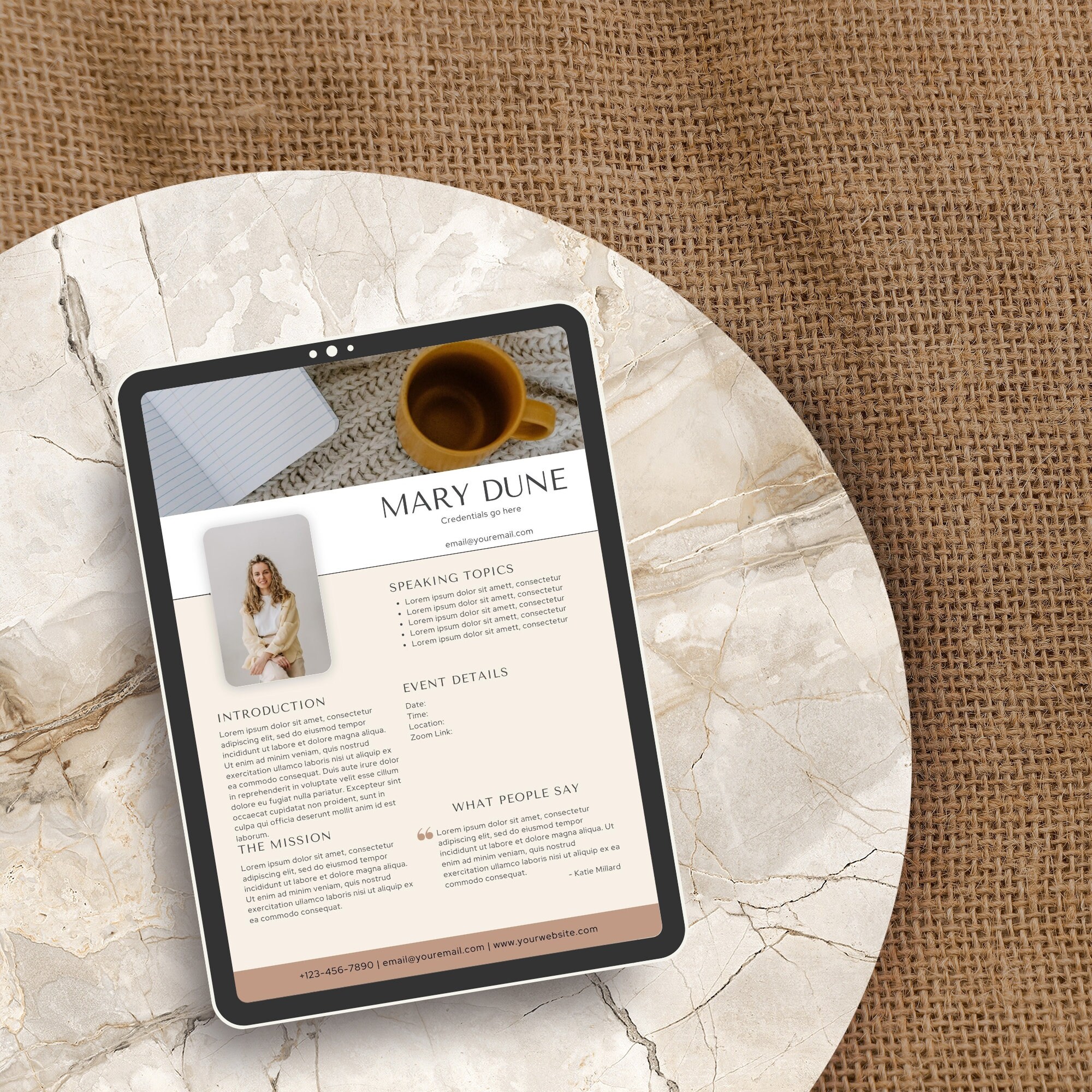 Speaker Bio Sheet Template | Speaker Sheet Canva | Professional Speaker ...