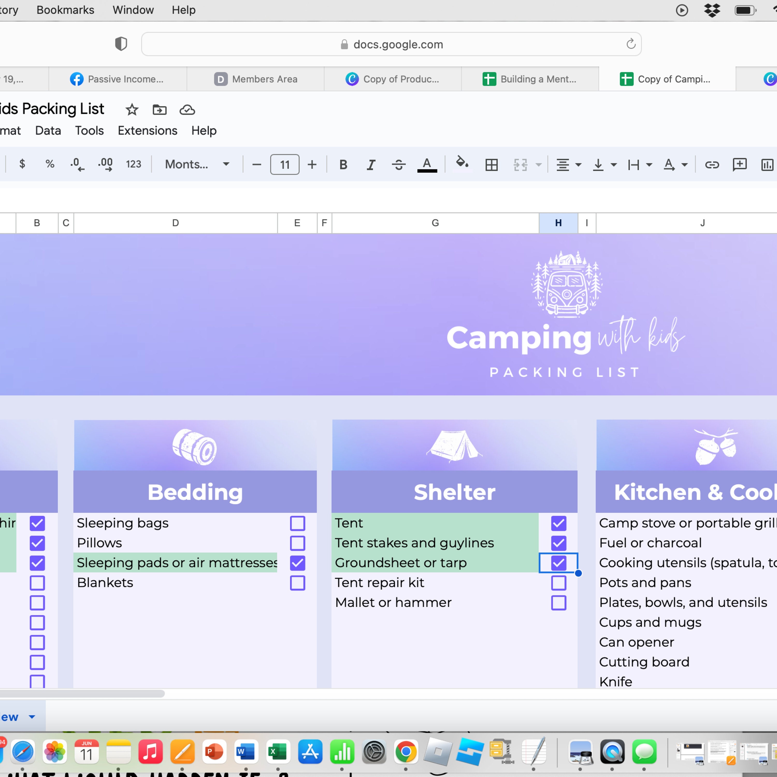 Family Camping Packing List Template in Google Sheets Custom Packing ...