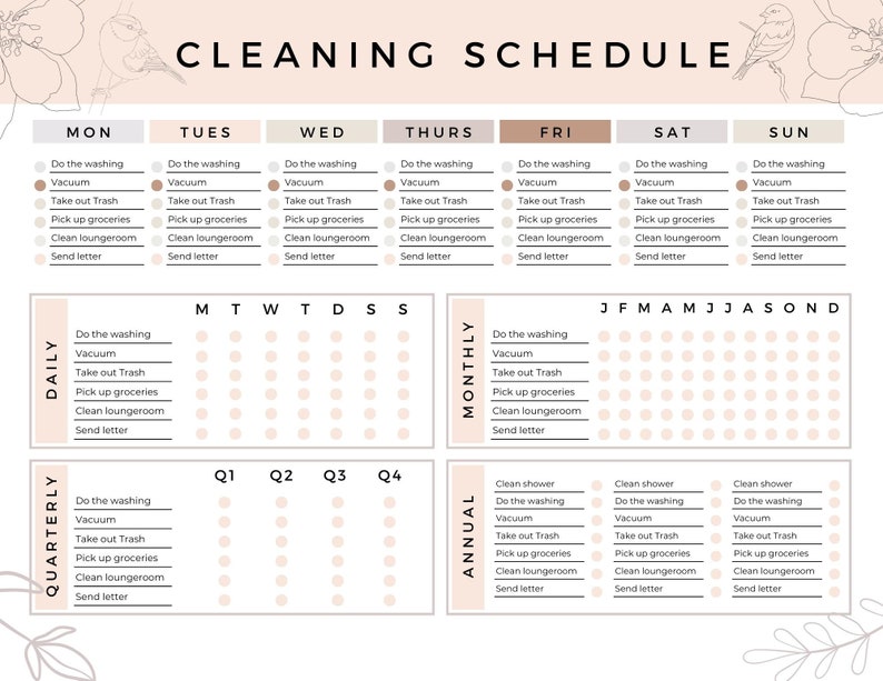 EDITABLE Cleaning Planner, Cleaning Checklist, Cleaning Schedule ...