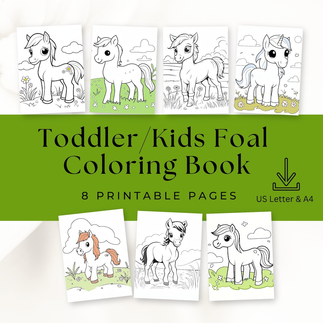 Foal Coloring Book for Toddlers, Horse Kids Activity (instant Download ...