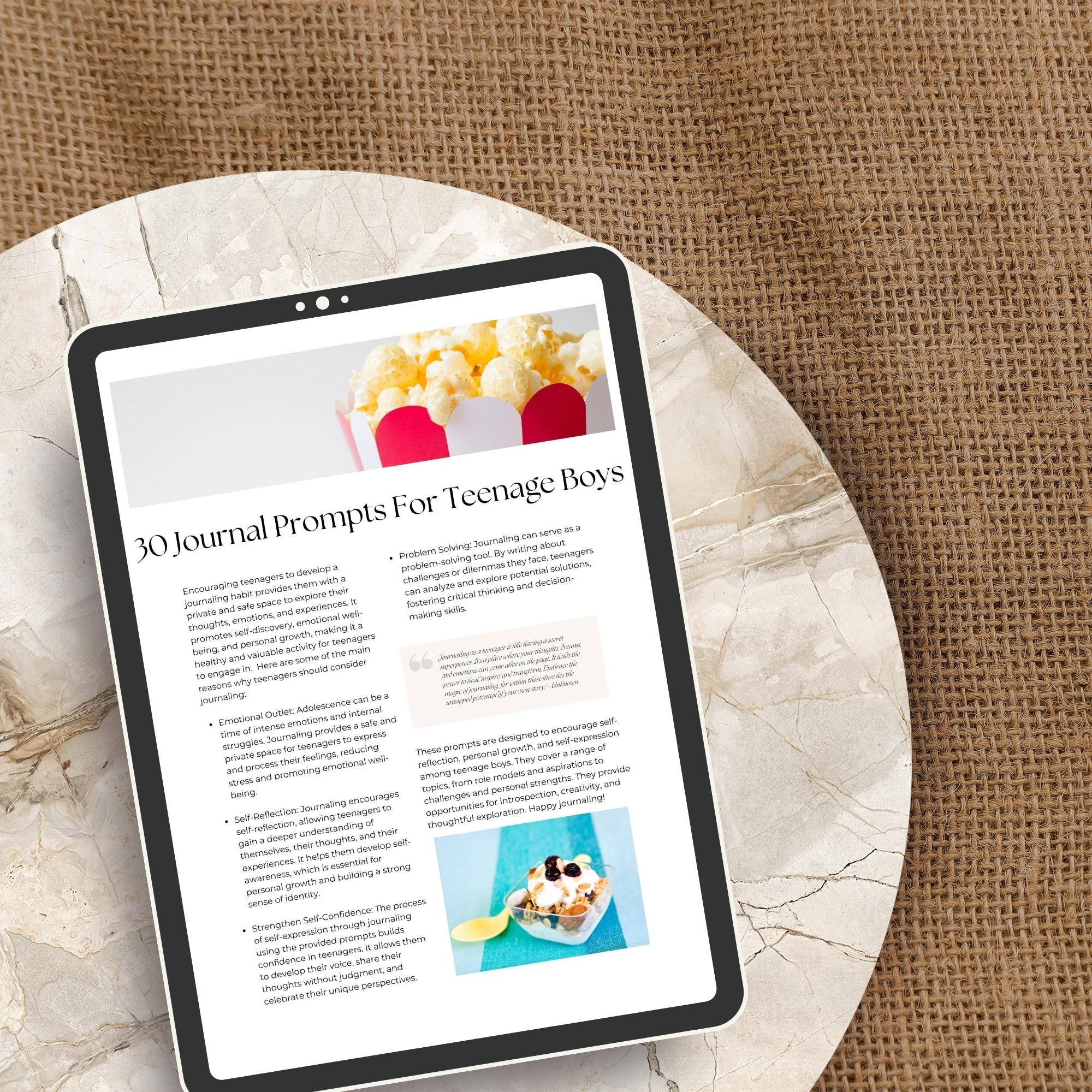 Journal Prompts for Teenage Boys, 30 Writing Prompts, Self-care ...