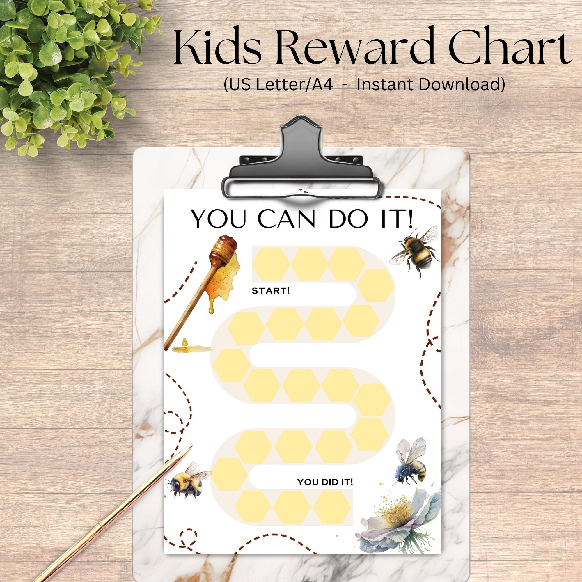 Bee Reward Chart, Kids Chore Tracker, Potty Training (instant Download ...