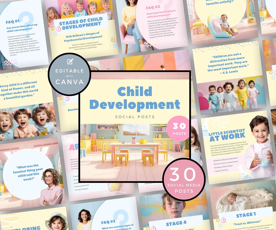 Child Development Social Media Templates, Therapist IG Posts (canva ...