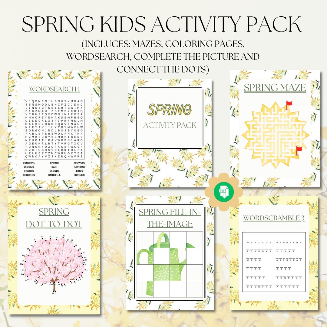 Kids Activity Pack Spring Printable, Spring Themed Games, Word Search ...
