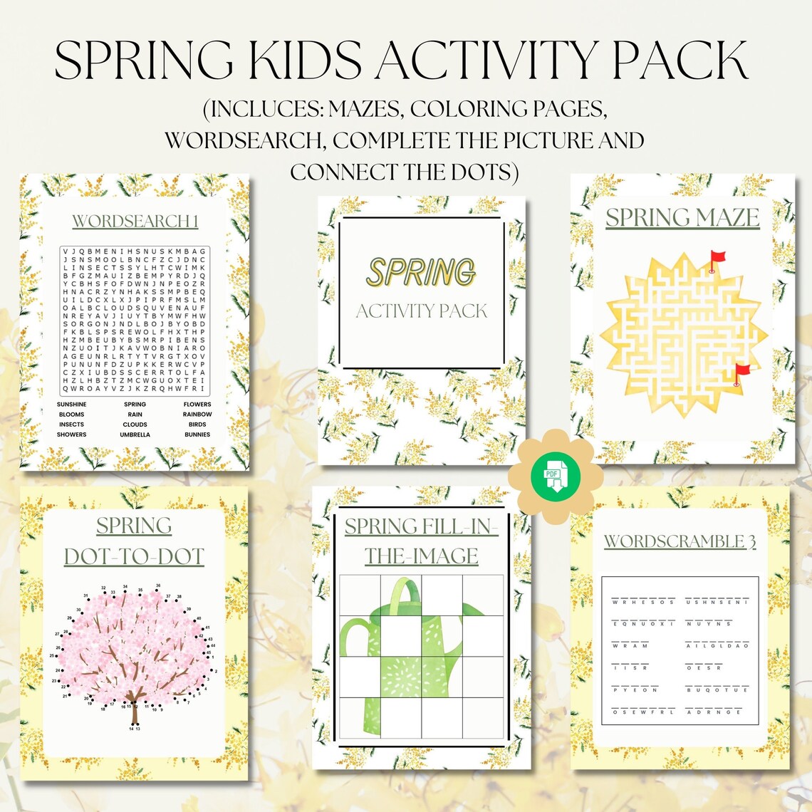 Kids Activity Pack Spring Printable, Spring Themed Games, Word Search ...