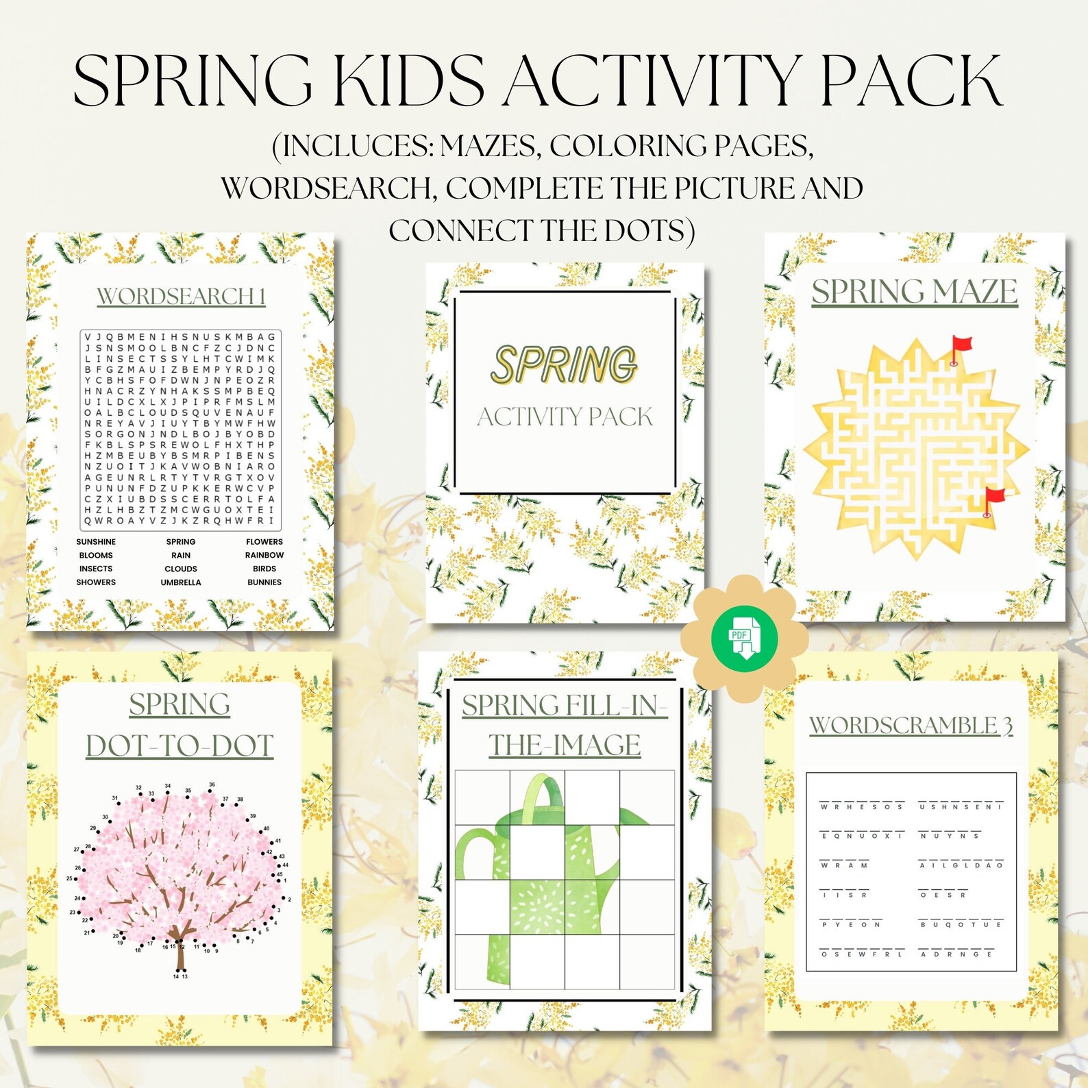 Kids Activity Pack Spring Printable, Spring Themed Games, Word Search ...