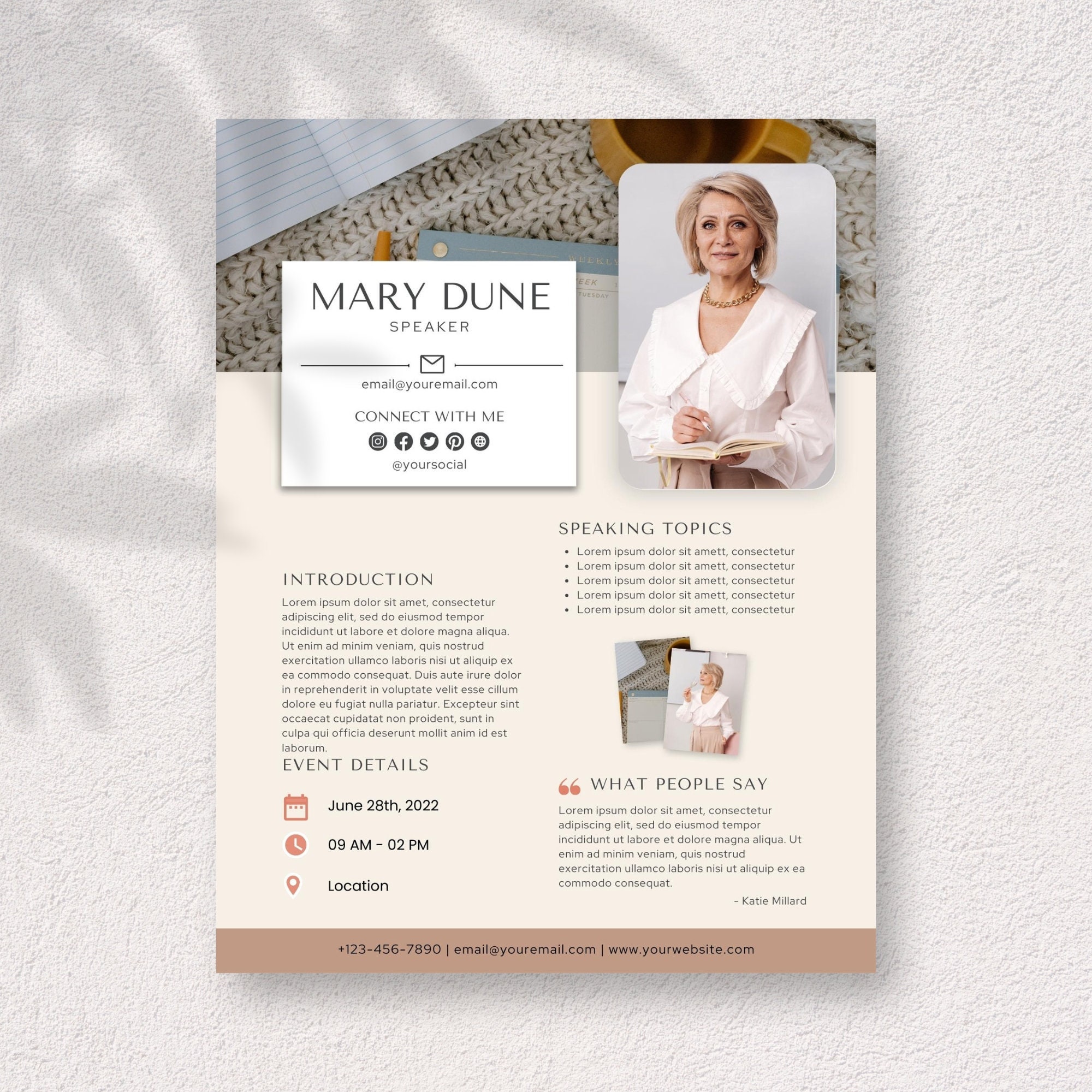Speaker Bio Sheet Template | Speaker Sheet Canva | Professional Speaker ...
